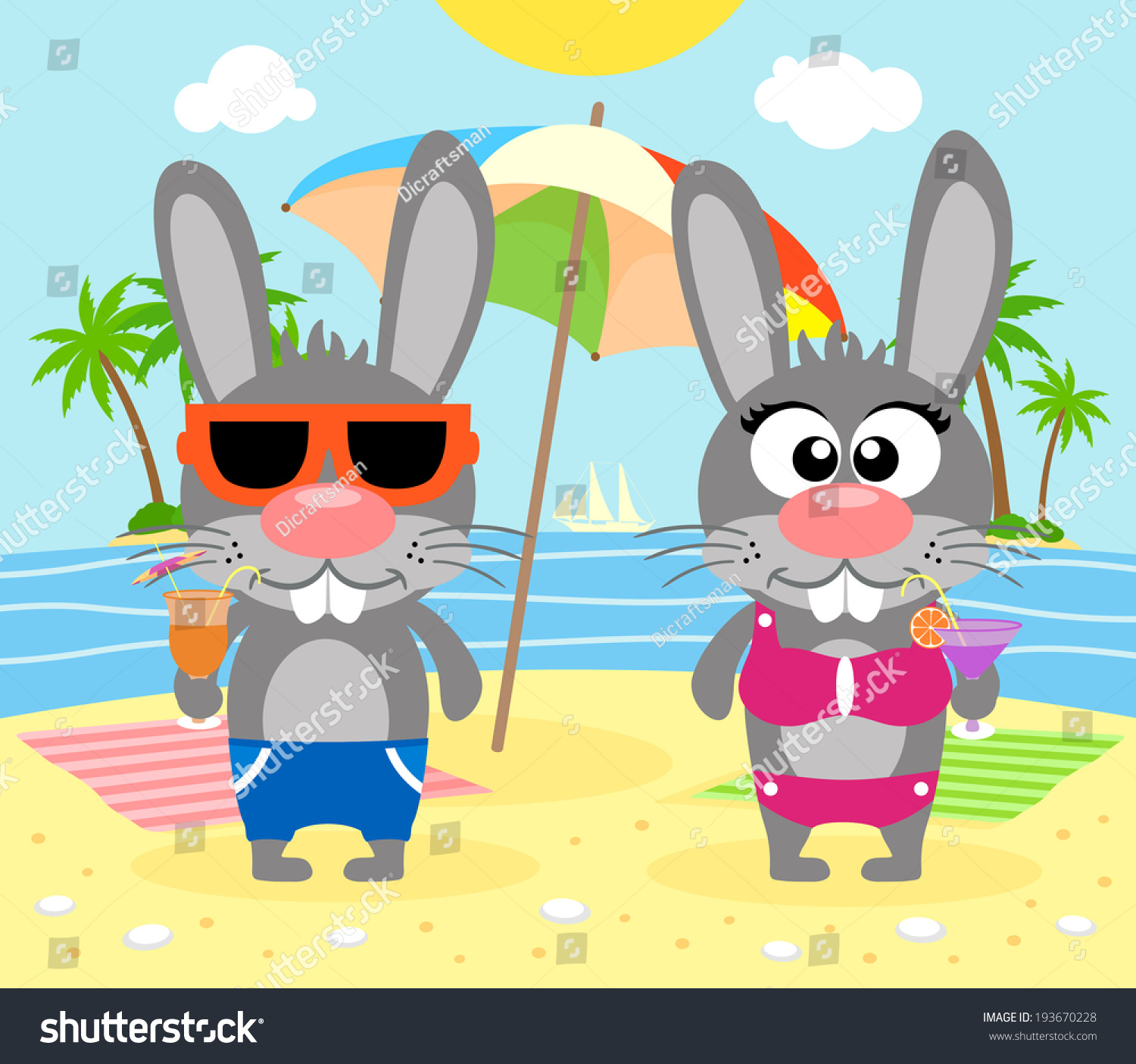 Summer Background Rabbits Vector Stock Vector (Royalty Free) 193670228 ...