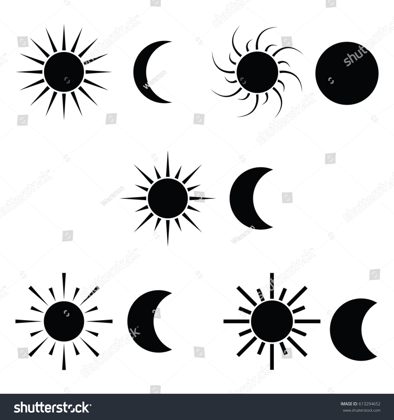 Sun Moon Icon Stock Vector (Royalty Free) 613294652