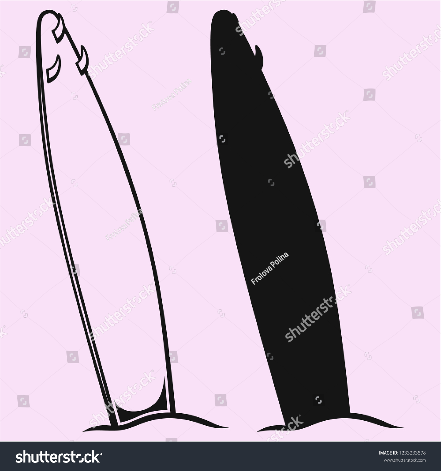 Surfboard Vector Silhouette Isolated: เวกเตอร์สต็อก (ปลอดค่าลิขสิทธิ์ ...
