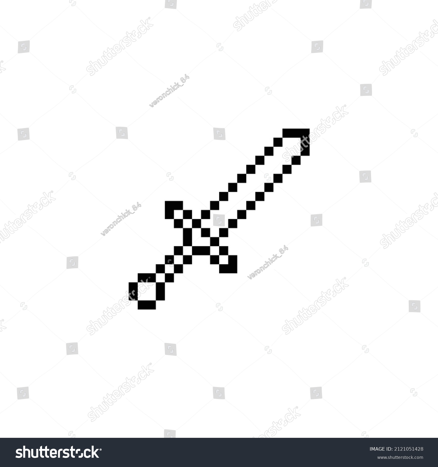 Sword Pixel Art Icon Vector 8 Stock Vector (Royalty Free) 2121051428