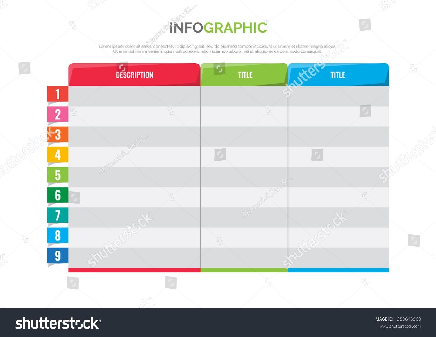 Table Process Graph Slide Template Creative Stock Vector (Royalty Free ...