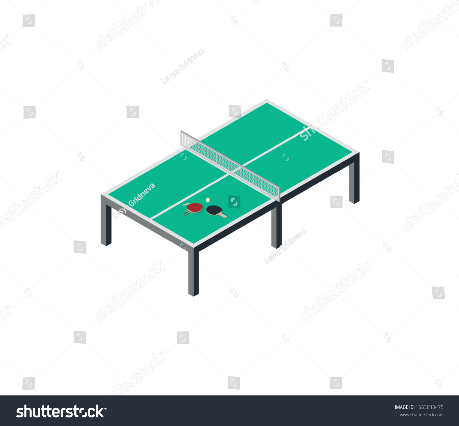 Table Tennis Isometric Rackets Ball Vector Stock Vector (Royalty Free ...