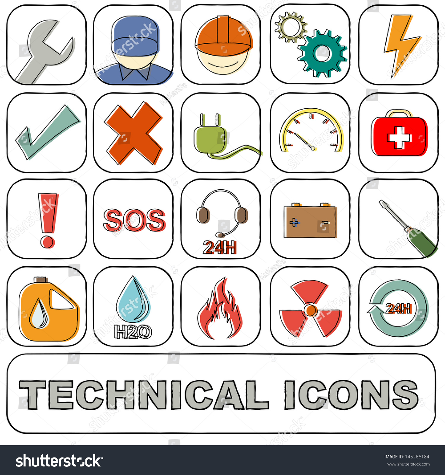 20 Technical Icons Web Mobile: vector de stock (libre de regalías ...