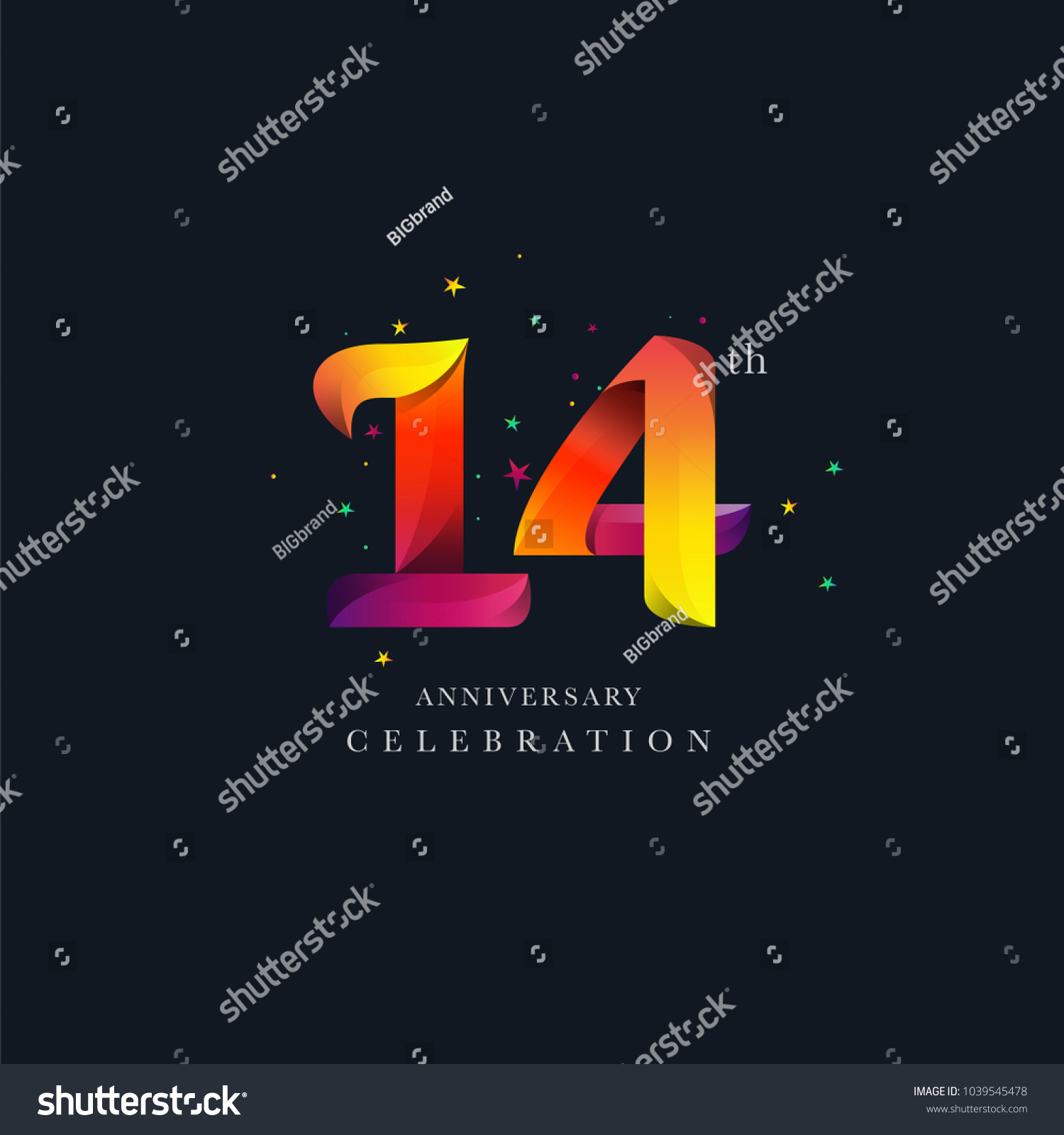 14th Anniversary Logo Design Number 14 Stock Vector (Royalty Free ...