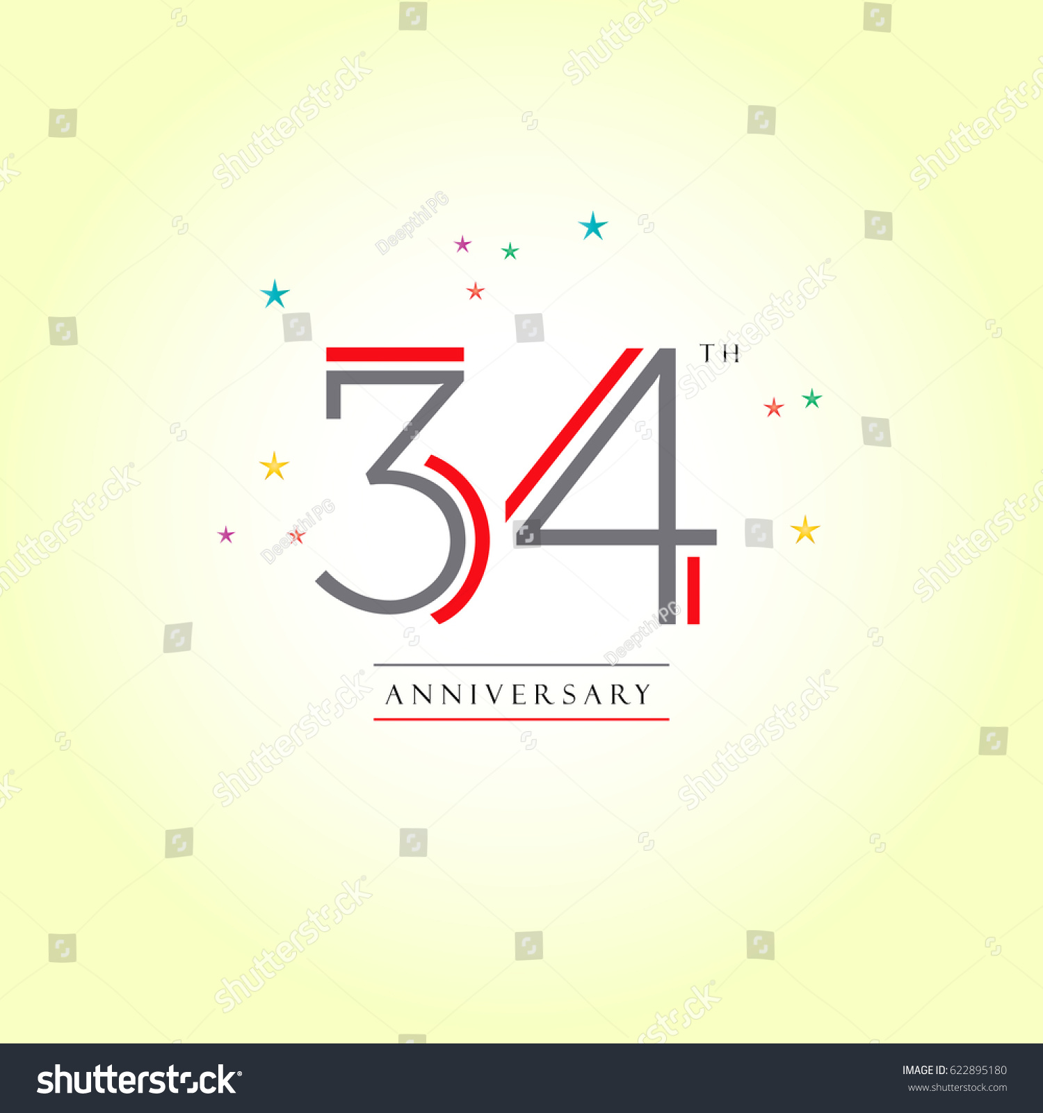 34th Anniversary Logo Design Template Vector Stock Vector (Royalty Free ...