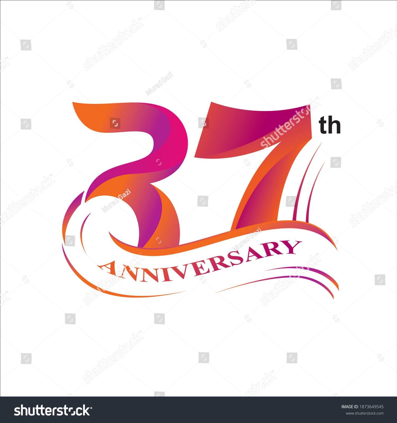 37th Anniversary Logo Vector Design Stock Vector (Royalty Free) 1873649545