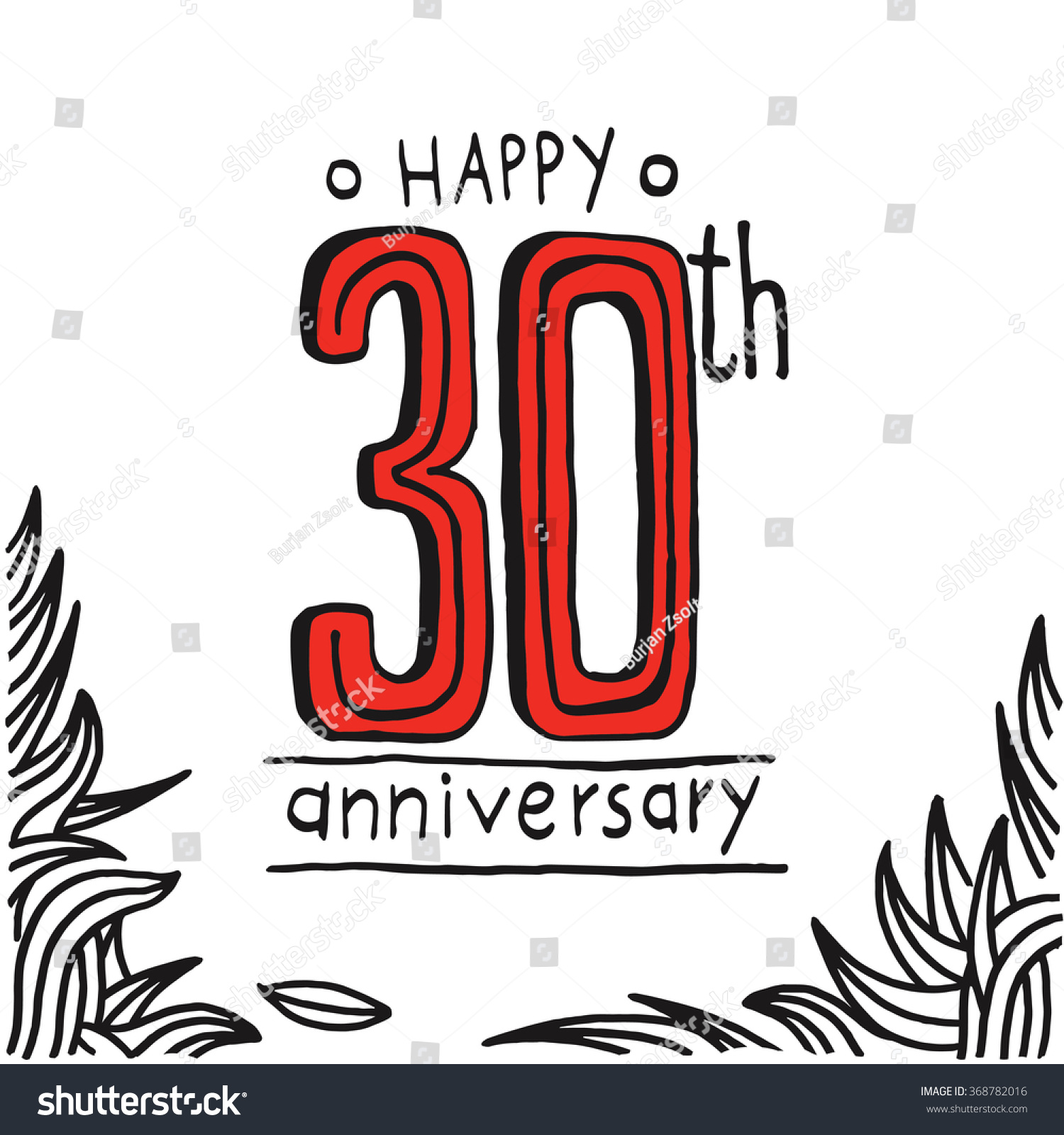 30th Anniversary Sign Hand Drawn Vector Stock Vector (Royalty Free ...