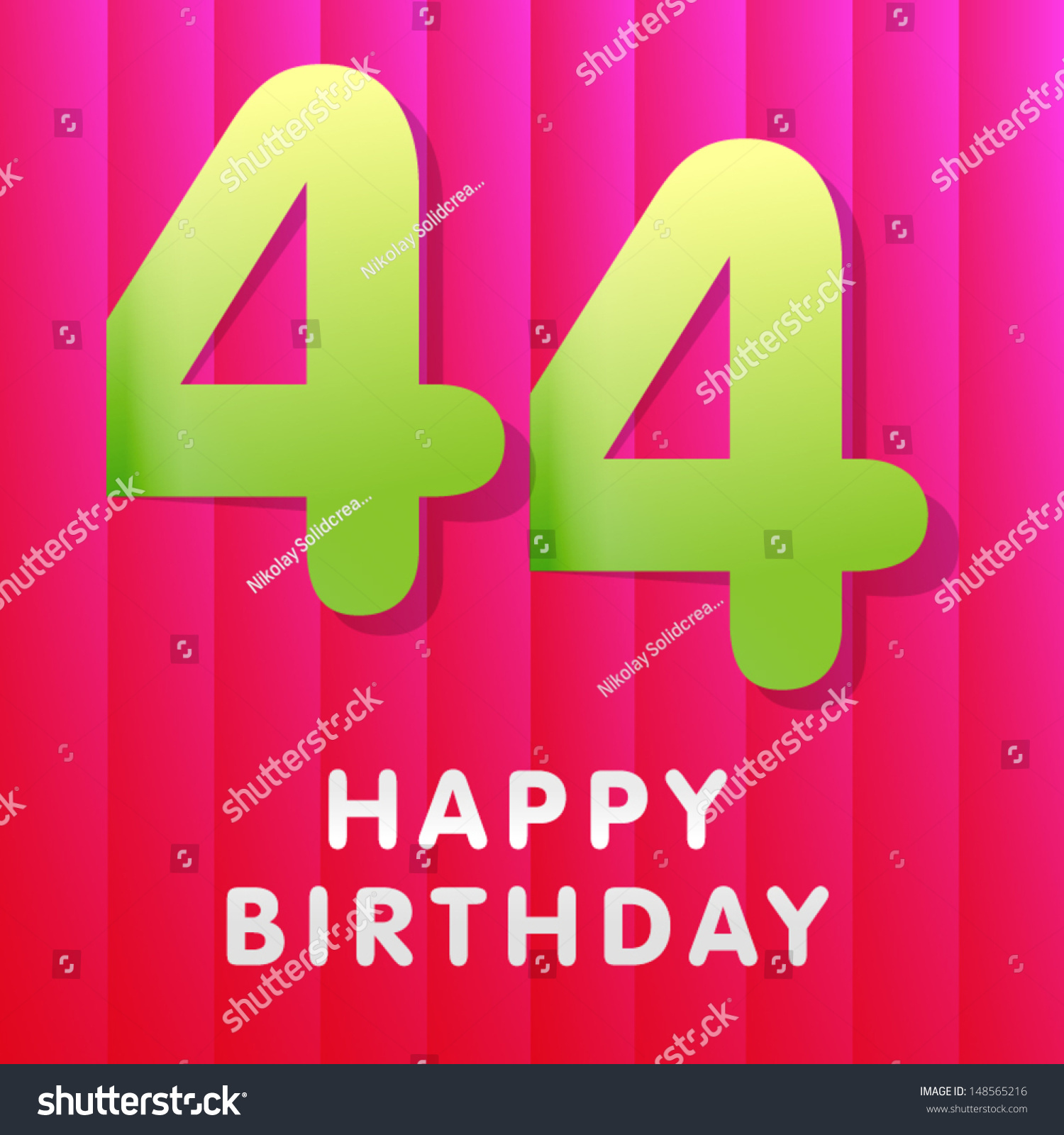 44th Birthday Card Stock Vector Illustration 148565216 : Shutterstock