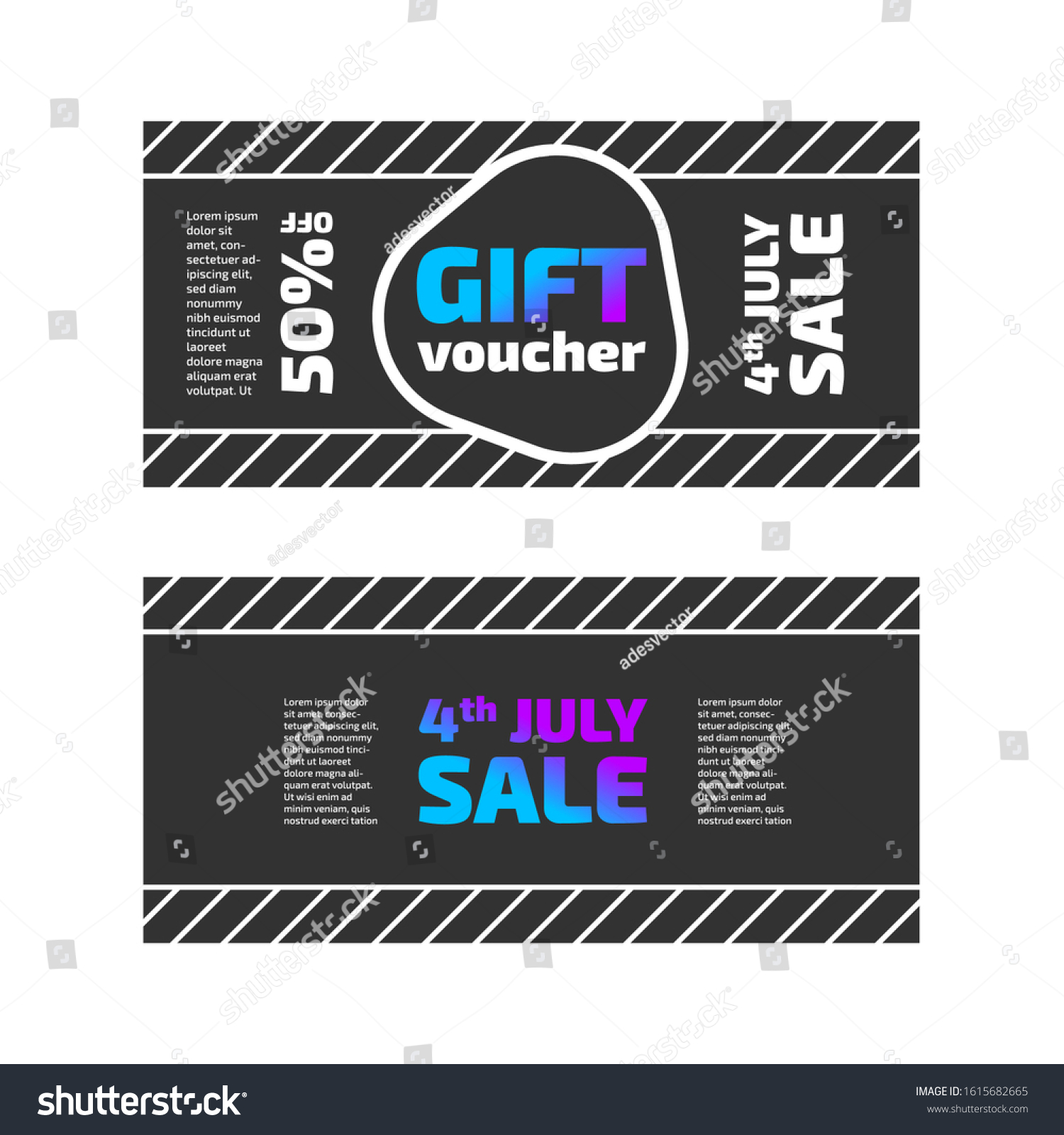 4th July Gift Voucher Vector Set Stock Vector (Royalty Free) 1615682665 ...