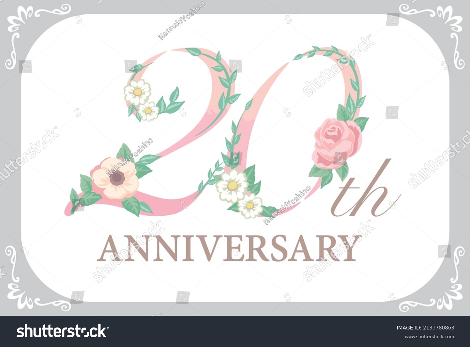 20th Year Anniversary Template Flolal Font Stock Vector (Royalty Free ... 20th Year Anniversary Template Flolal Font Stock Vector (Royalty Free ...