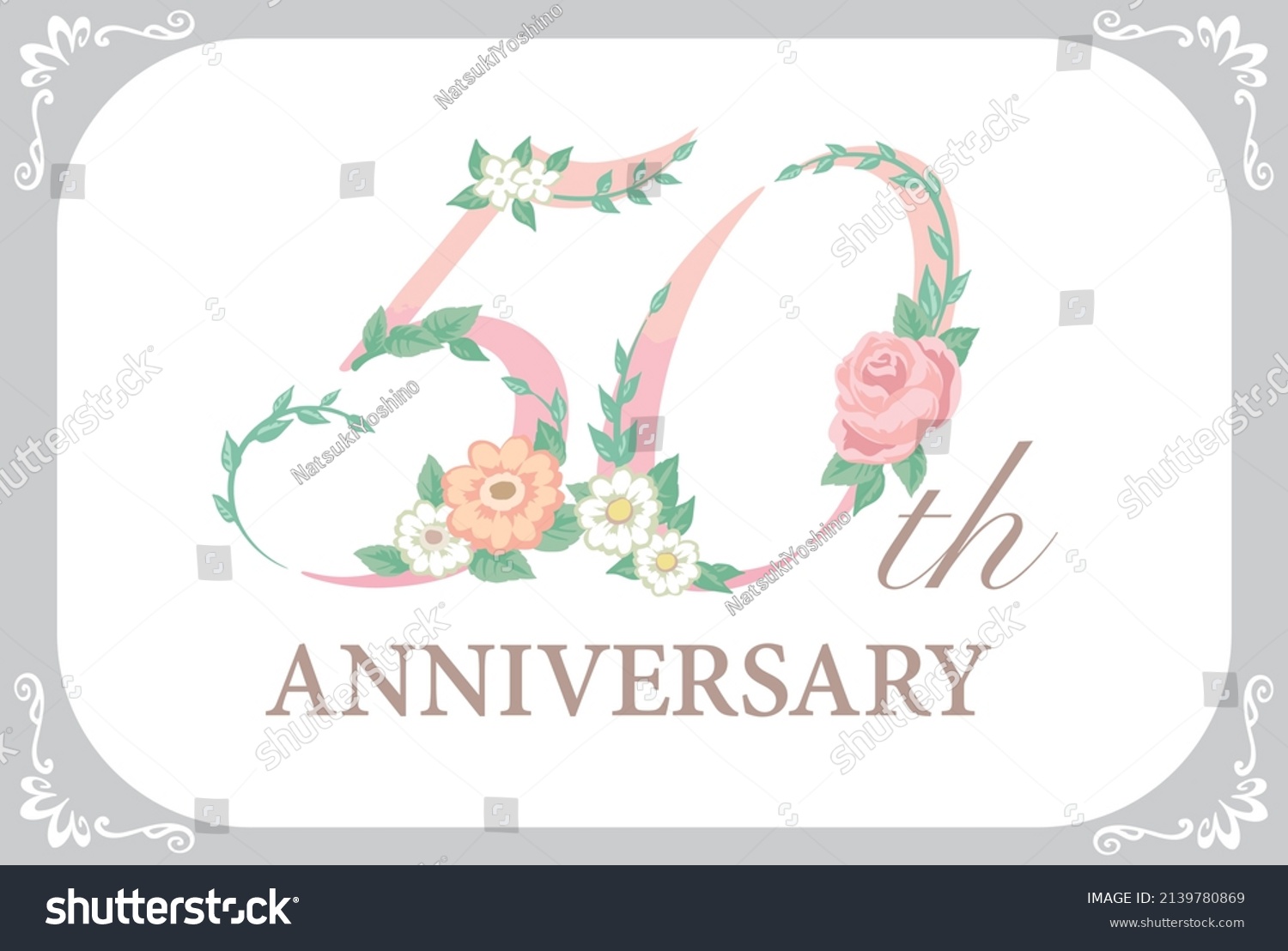 50th Year Anniversary Template Flolal Font Stock Vector (Royalty Free ... 50th Year Anniversary Template Flolal Font Stock Vector (Royalty Free ...