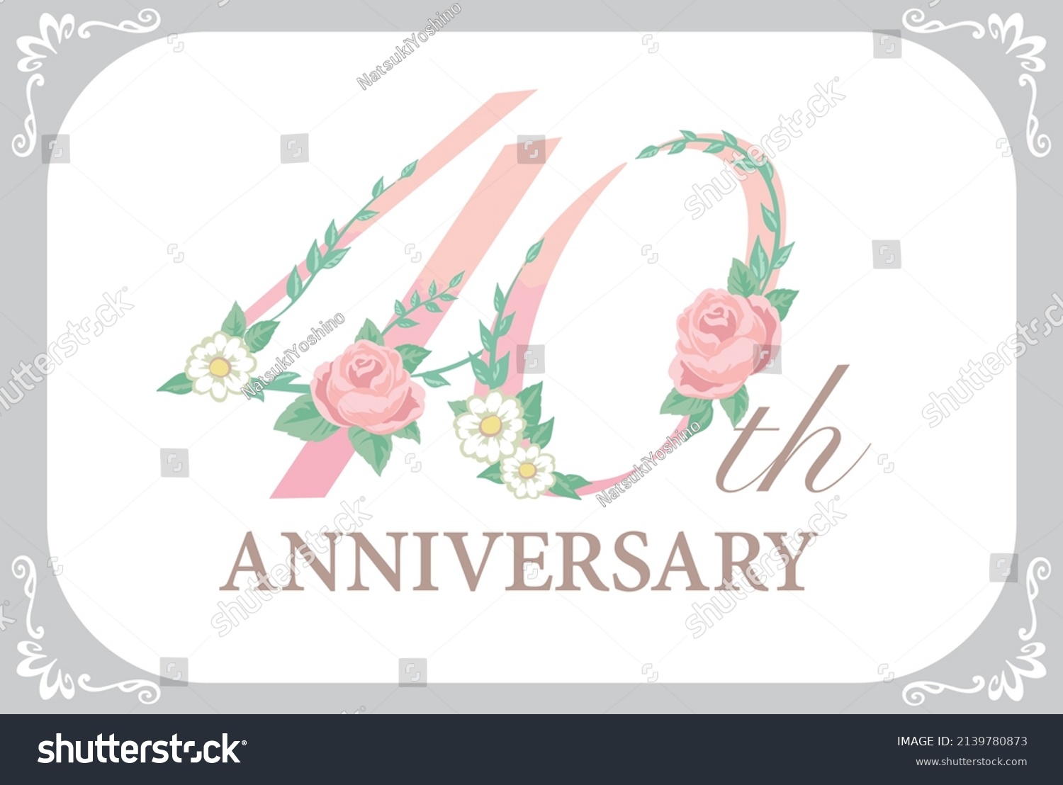 40th Year Anniversary Template Flolal Font Stock Vector (Royalty Free ... 40th Year Anniversary Template Flolal Font Stock Vector (Royalty Free ...