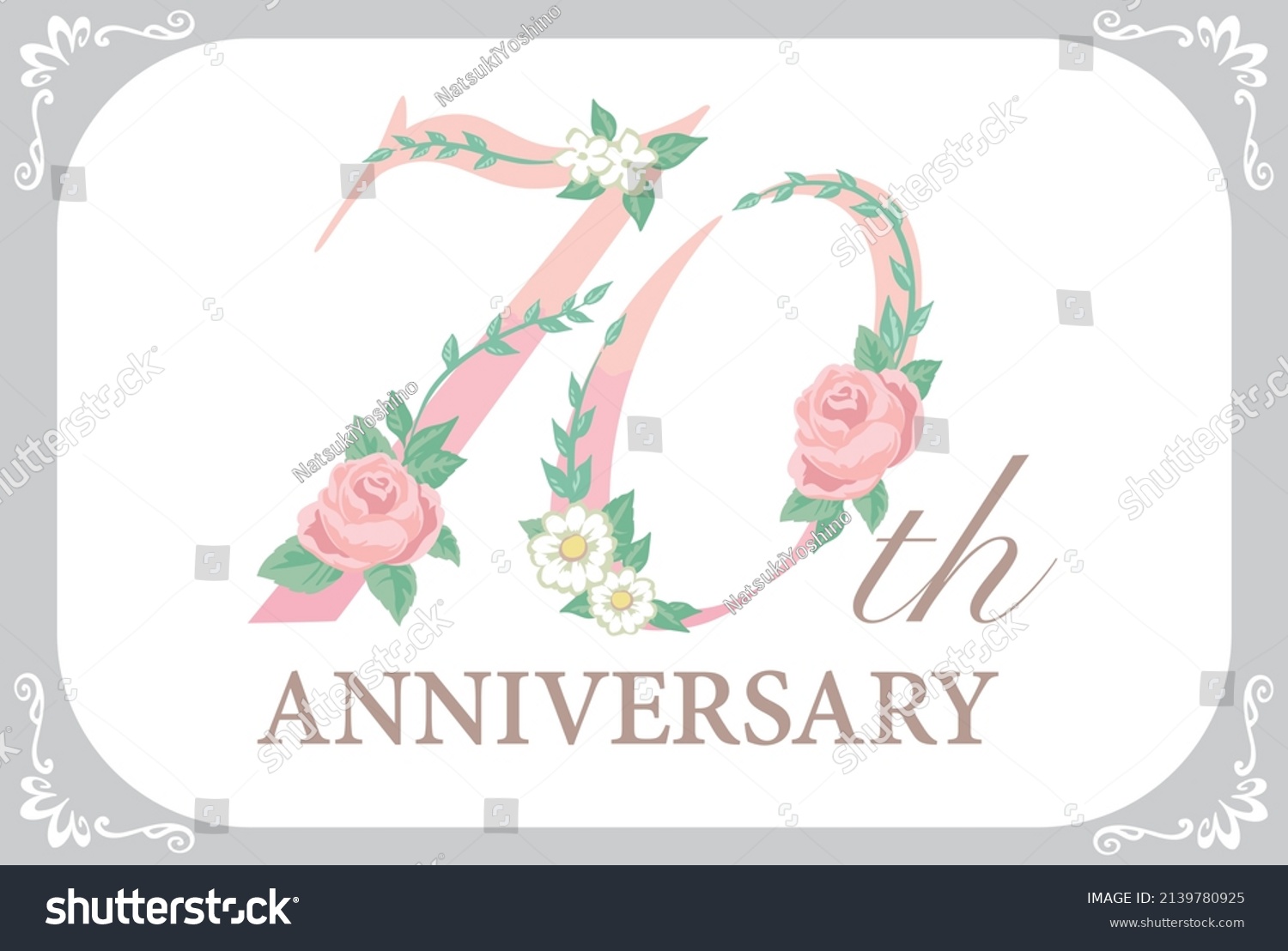 70th Year Anniversary Template Flolal Font Stock Vector (Royalty Free ... 70th Year Anniversary Template Flolal Font Stock Vector (Royalty Free ...