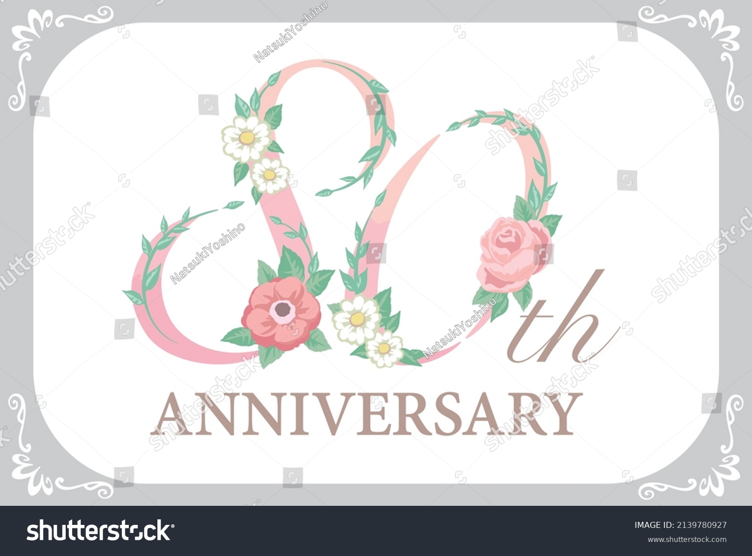 80th Year Anniversary Template Flolal Font Stock Vector (Royalty Free ... 80th Year Anniversary Template Flolal Font Stock Vector (Royalty Free ...