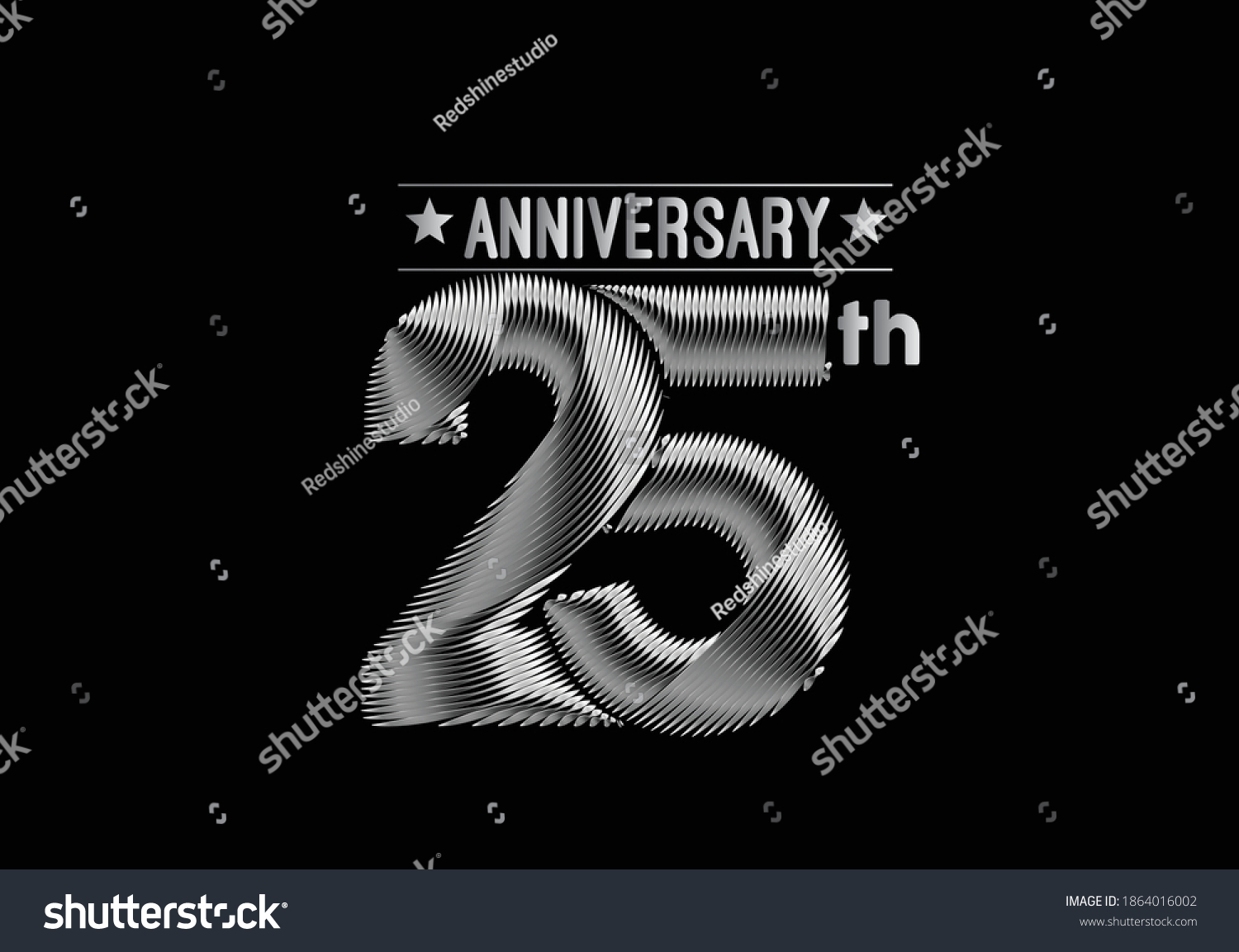 25th Years Anniversary Celebration Silver Design Stock Vector (Royalty ...