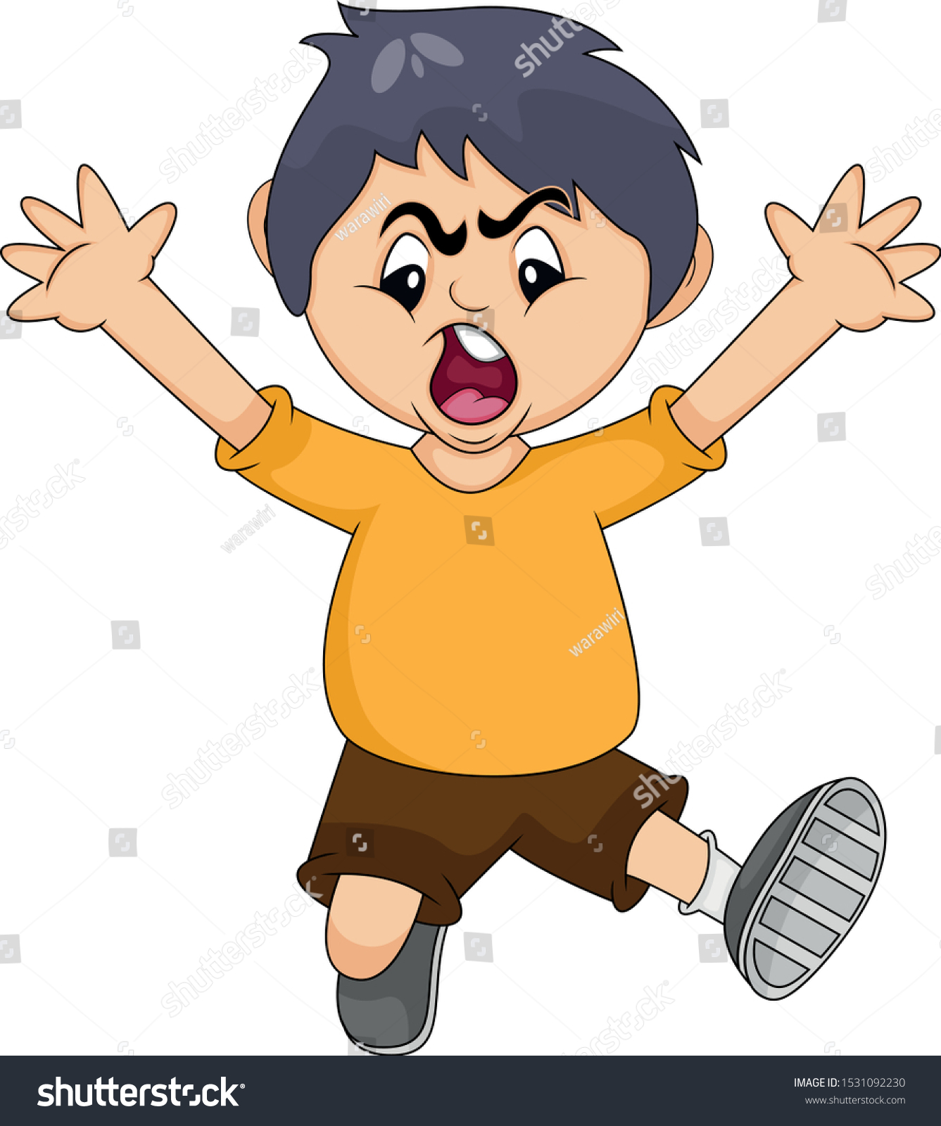 Boy Ran While Screaming Cartoon Vector: vetor stock (livre de direitos ...