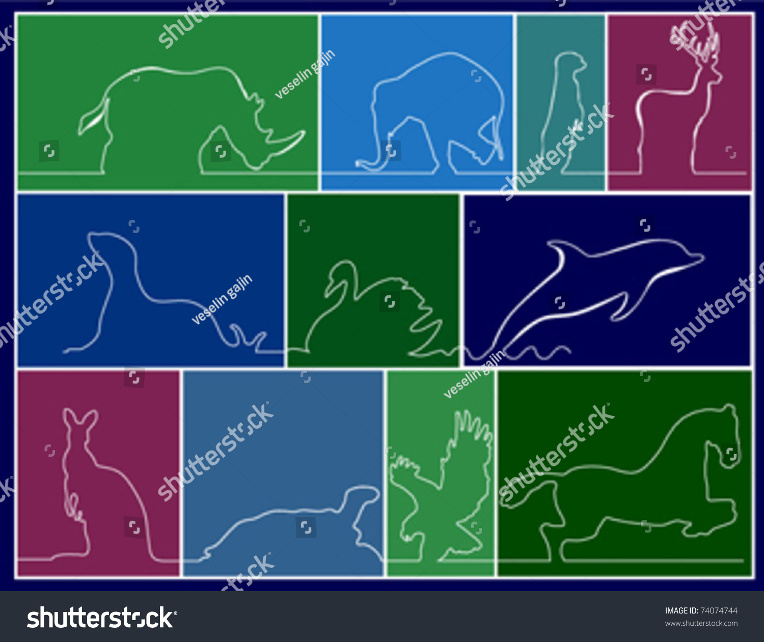 Line Animals Stock Vector (Royalty Free) 74074744