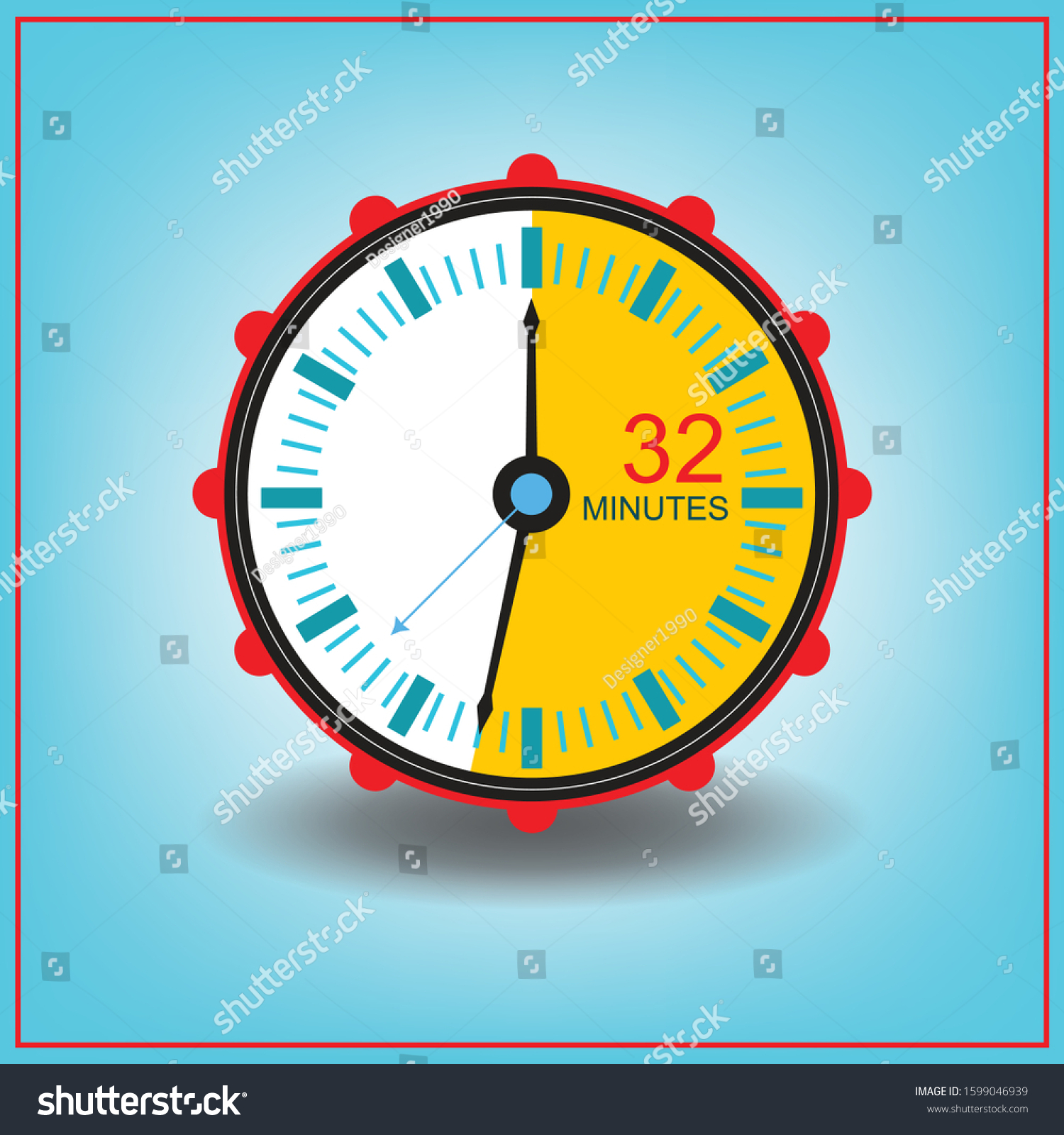 32 Thirty Two Minutes Clock Vector Stock Vector (Royalty Free) 1599046939