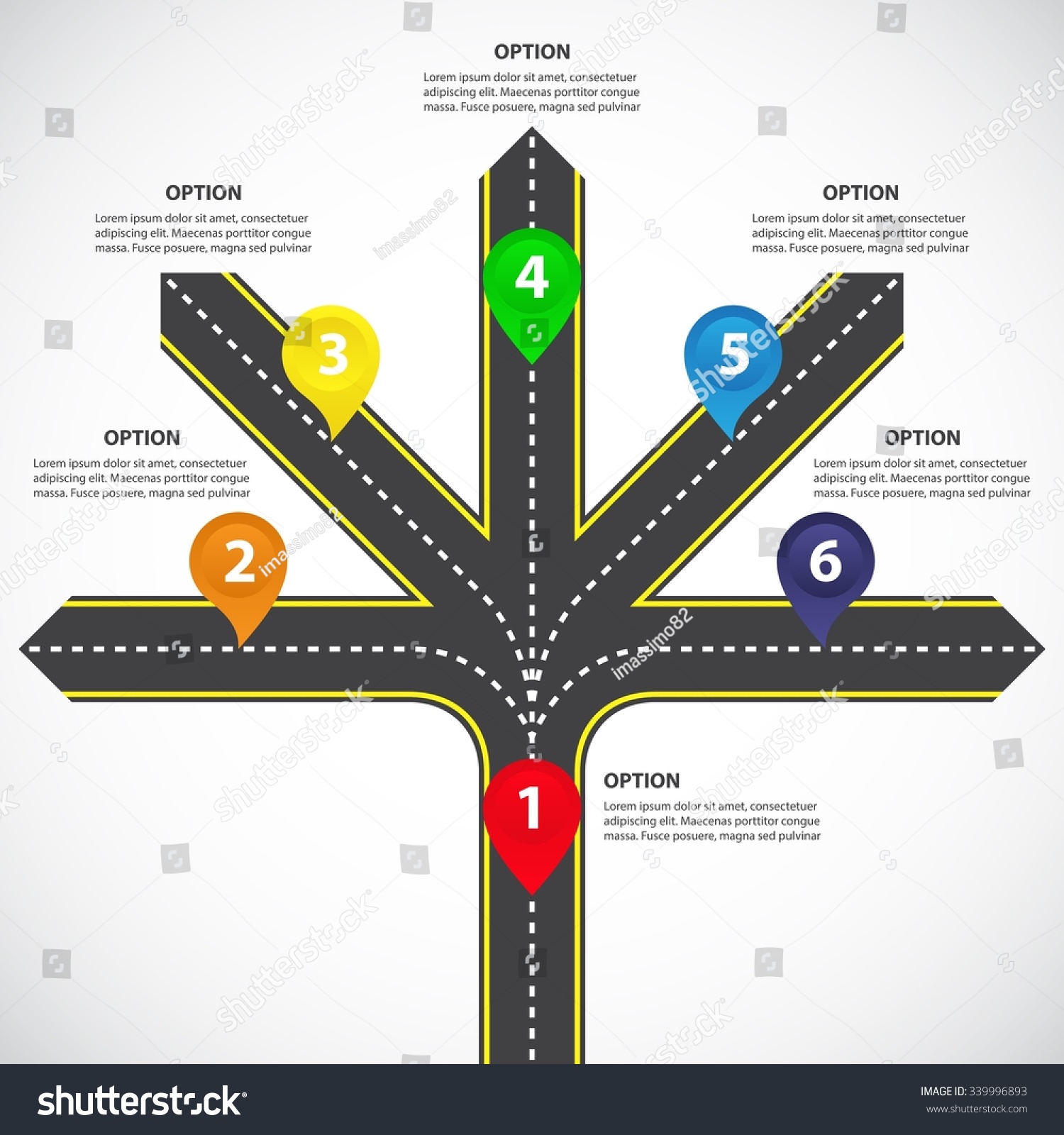 1 5 Vertical Diverging Roads Arrows Stock Vector (Royalty Free ...