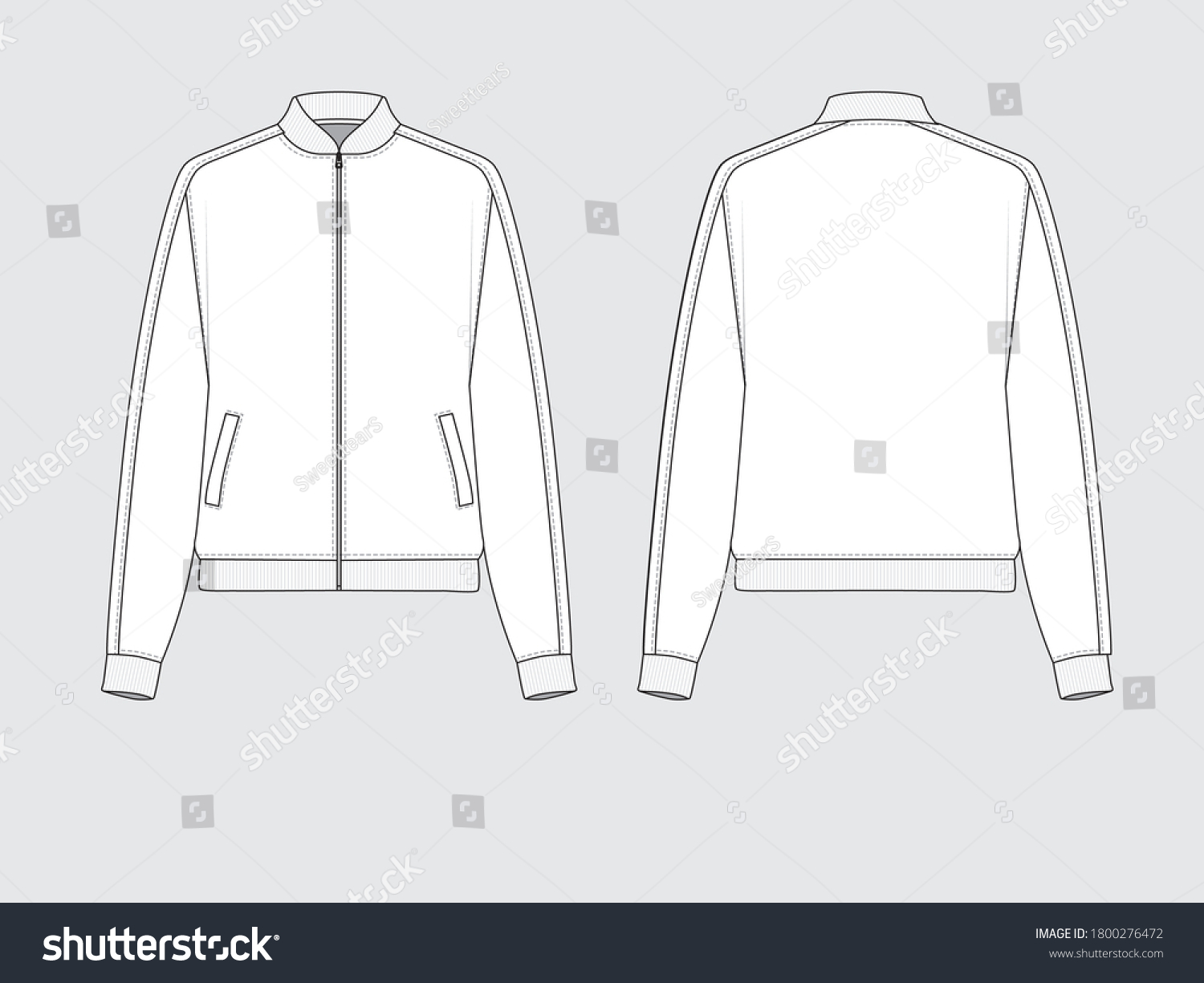 Track Jacket Front Back Drawing Pattern Stock Vector (Royalty Free ...