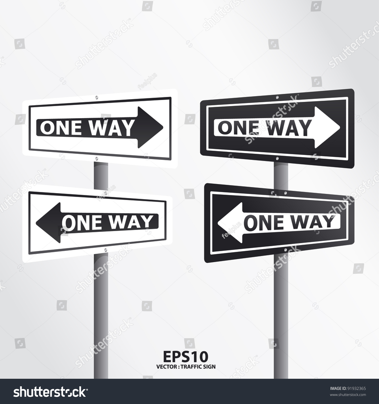 Traffic Sign One Way Vector Stock Vector (Royalty Free) 91932365 ...