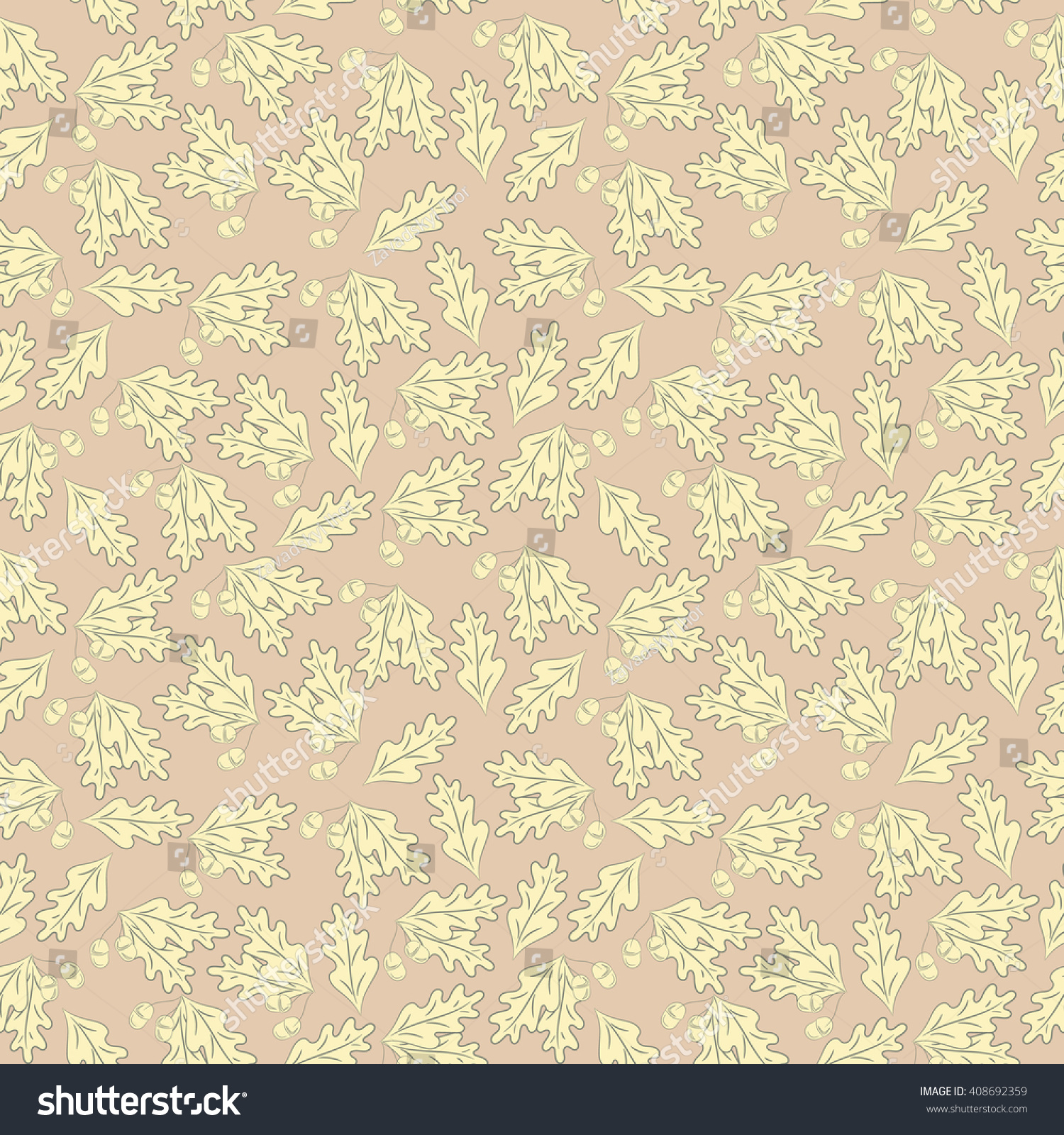 Tree Leaves Seamless Vector Texture Acorn Stock Vector (Royalty Free ...