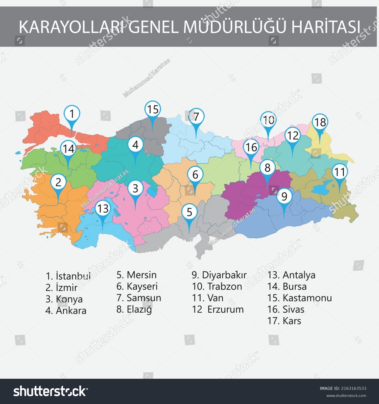 Turkey Highways General Directorate Map Stock Vector (Royalty Free ...
