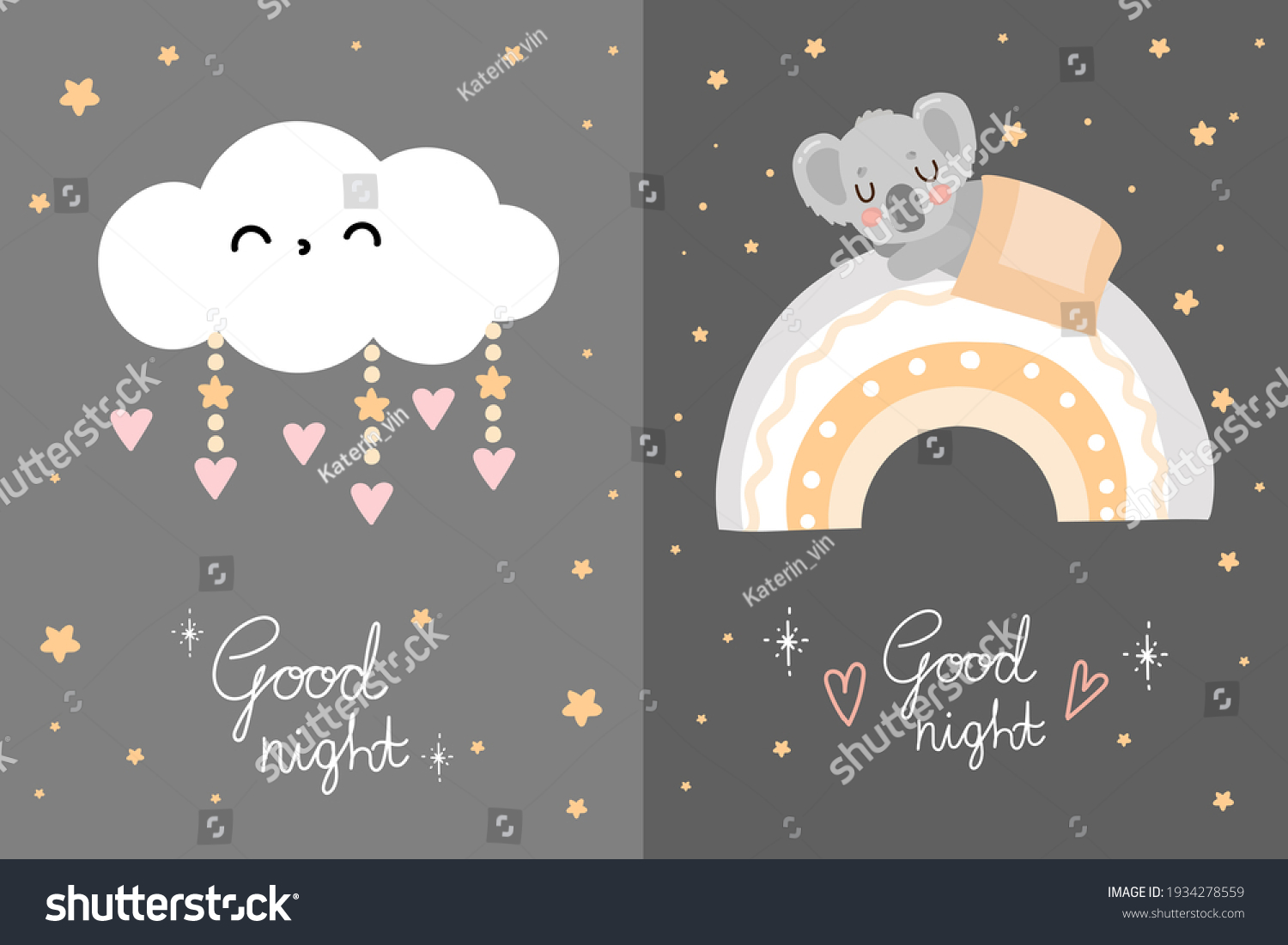 Two Good Night Kids Posters: เวกเตอร์สต็อก (ปลอดค่าลิขสิทธิ์ ...