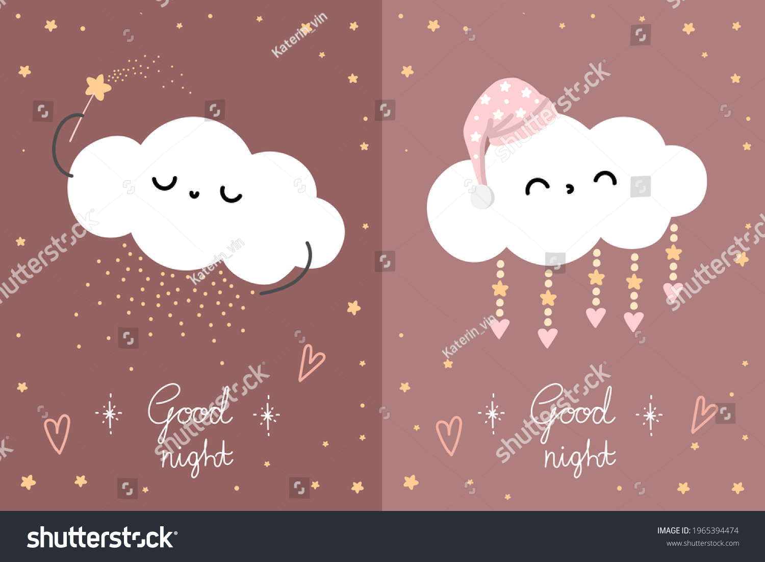 Two Good Night Posters Clouds Stock Vector (Royalty Free) 1965394474 ...