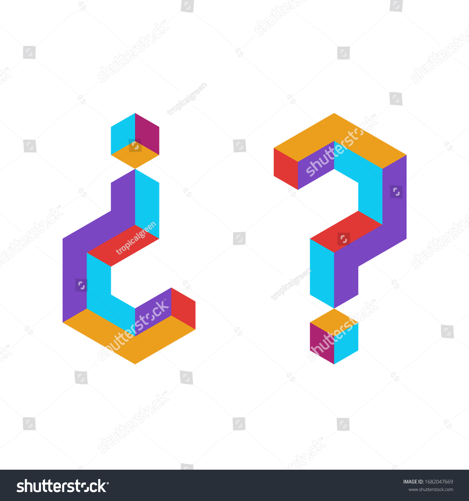 Two Isolated Isometric Question Mark Symbol: เวกเตอร์สต็อก (ปลอดค่า ...