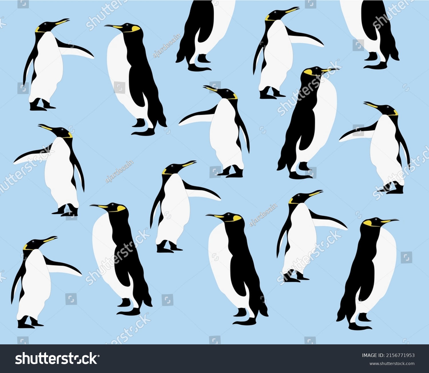 Two Penguins Flat Design Seamless Pattern Stock Vector (Royalty Free ...