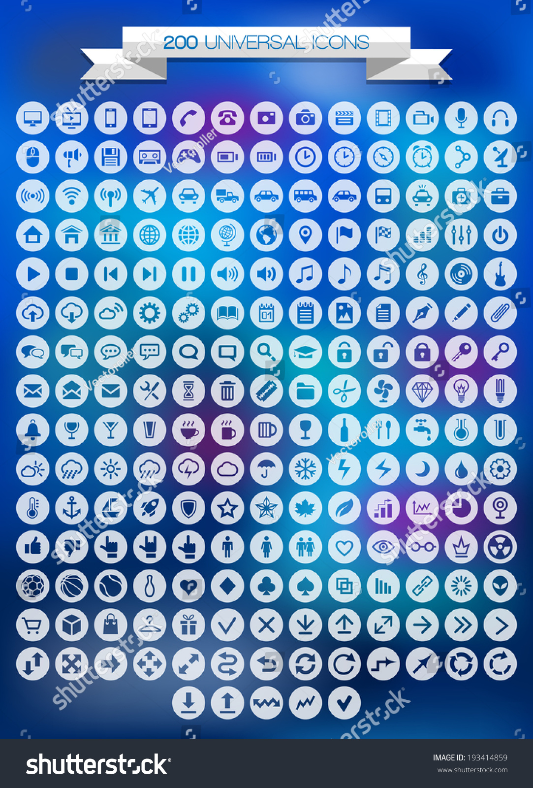 Universal Icons Set Vector Illustration Stock Vector 193414859 ...
