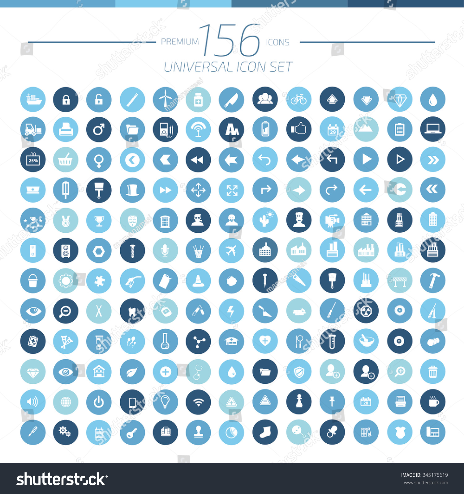 156 Universal Website Icon Setblue Vector Stock Vector (Royalty Free ...