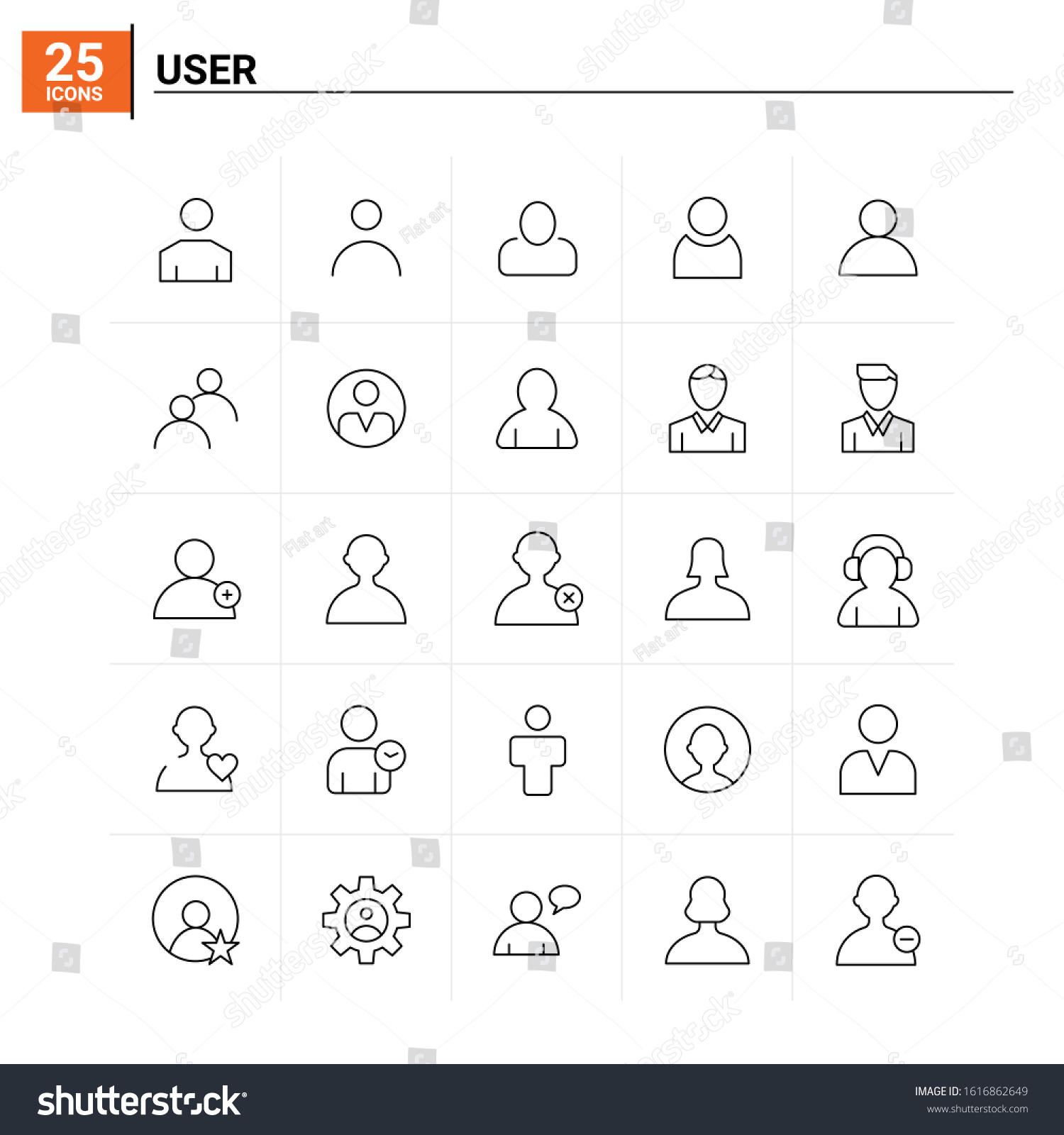 25 User Icon Set Vector Background Stock Vector (Royalty Free ...
