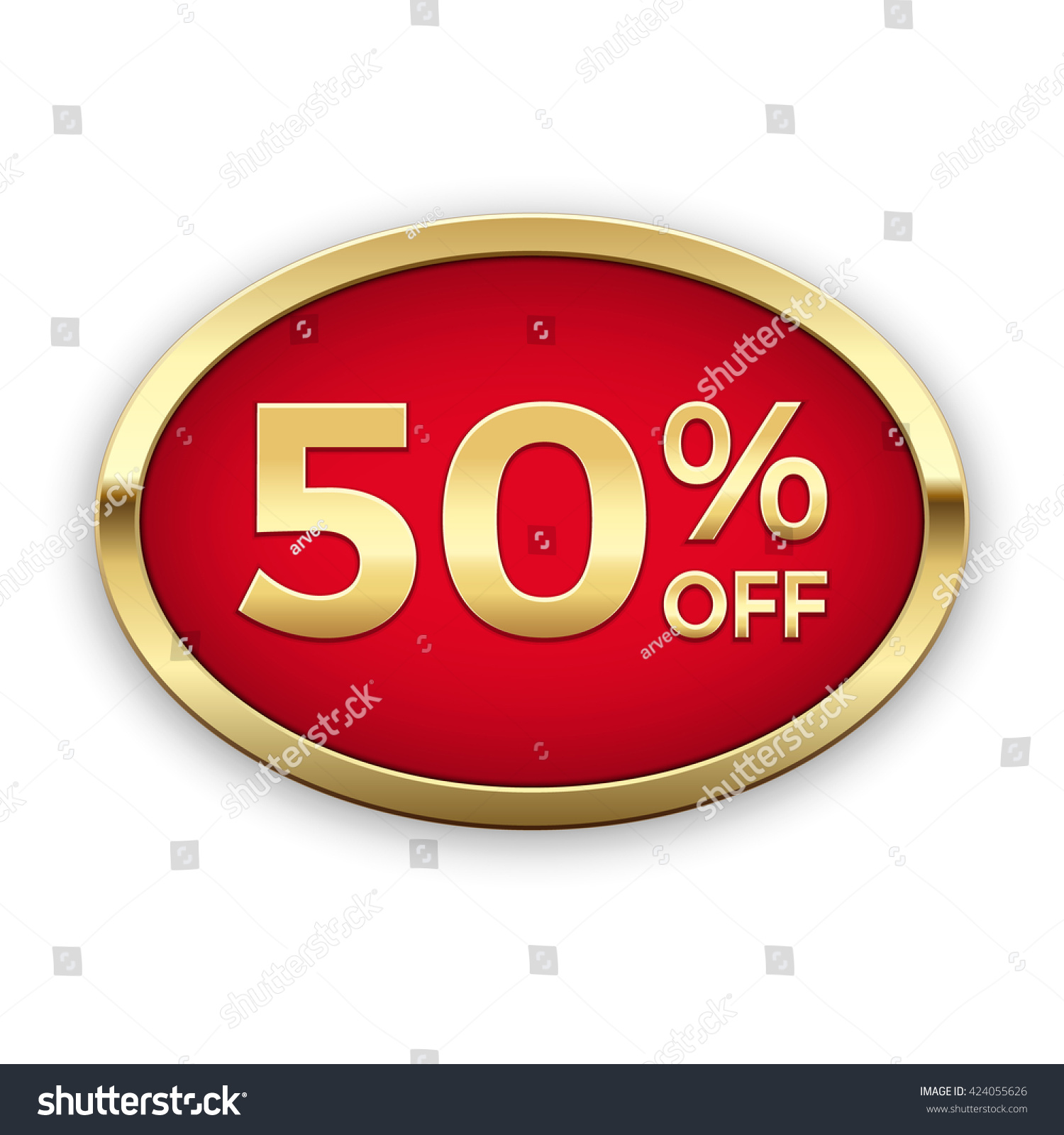 50 Vector Badge Gold Stock Vector (Royalty Free) 424055626