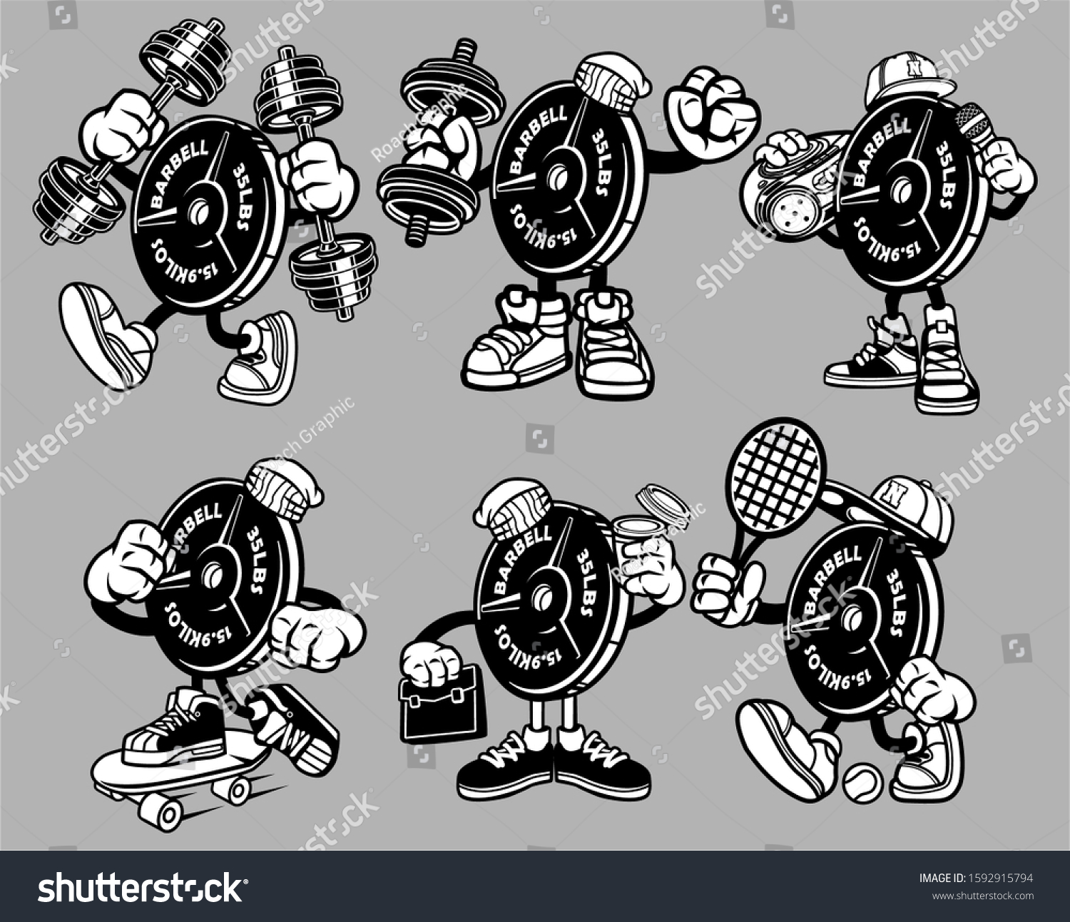 6 Vector Barbell Cartoon Character: เวกเตอร์สต็อก (ปลอดค่าลิขสิทธิ์ ...