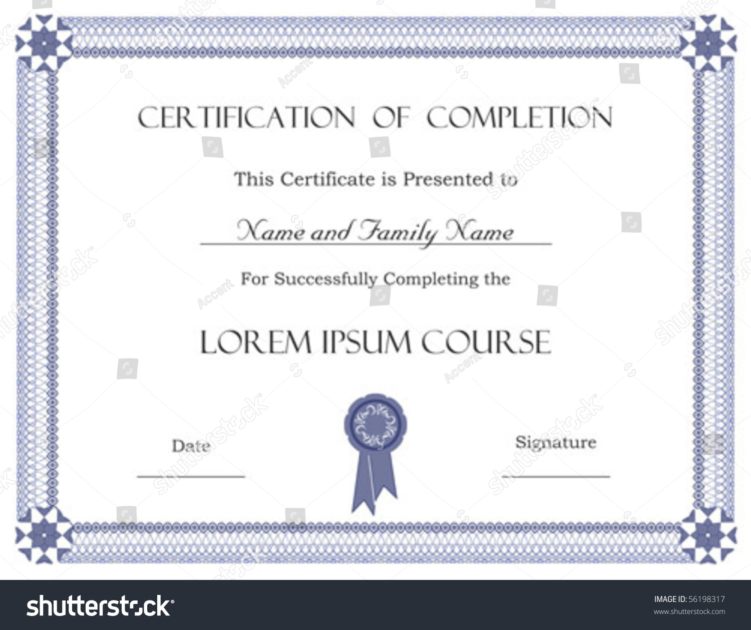 Vector Certificate Completion Template 库存矢量图（免版税）56198317 | Shutterstock