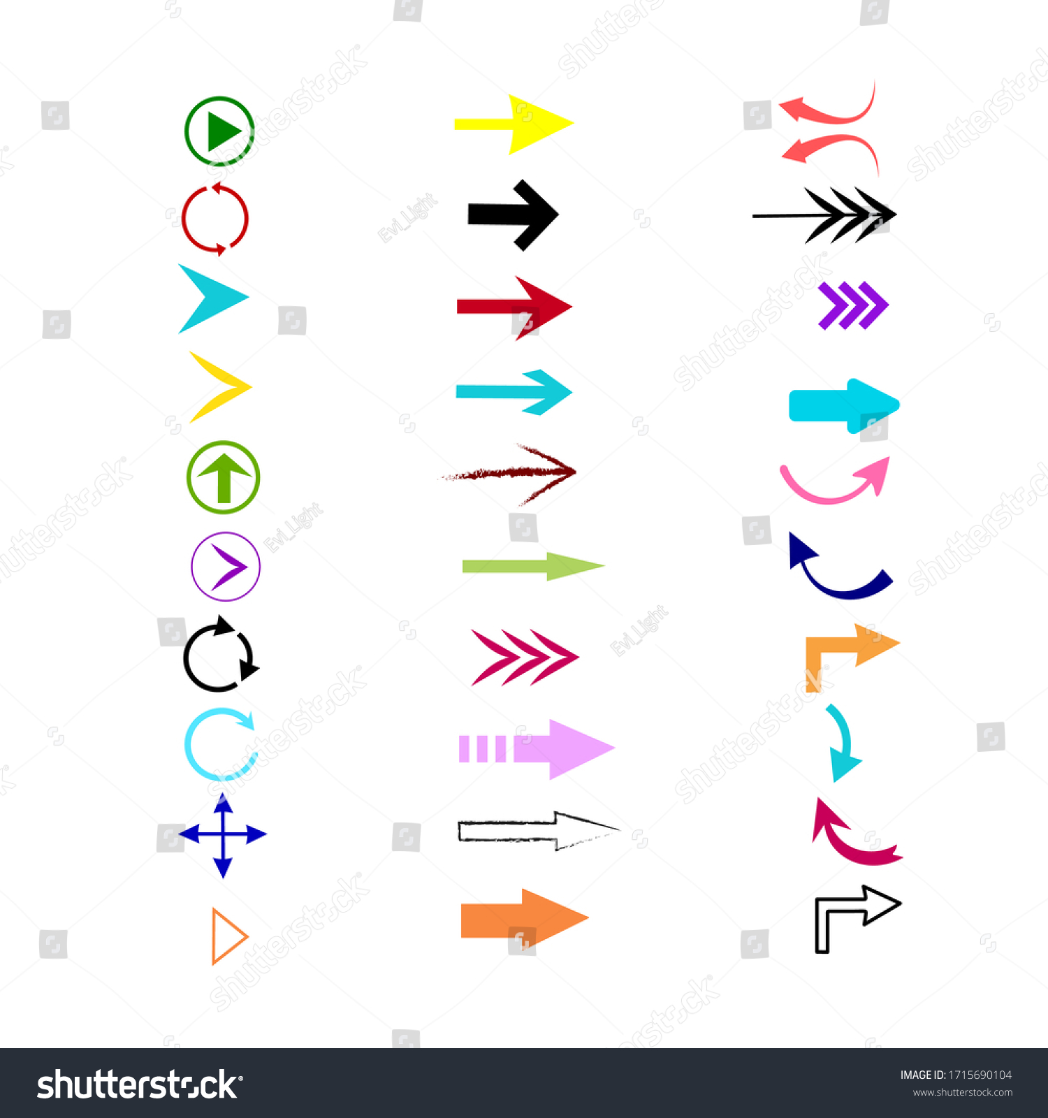 Vector Collection Arrow Symbols Cursor Shape Stock Vector (Royalty Free ...