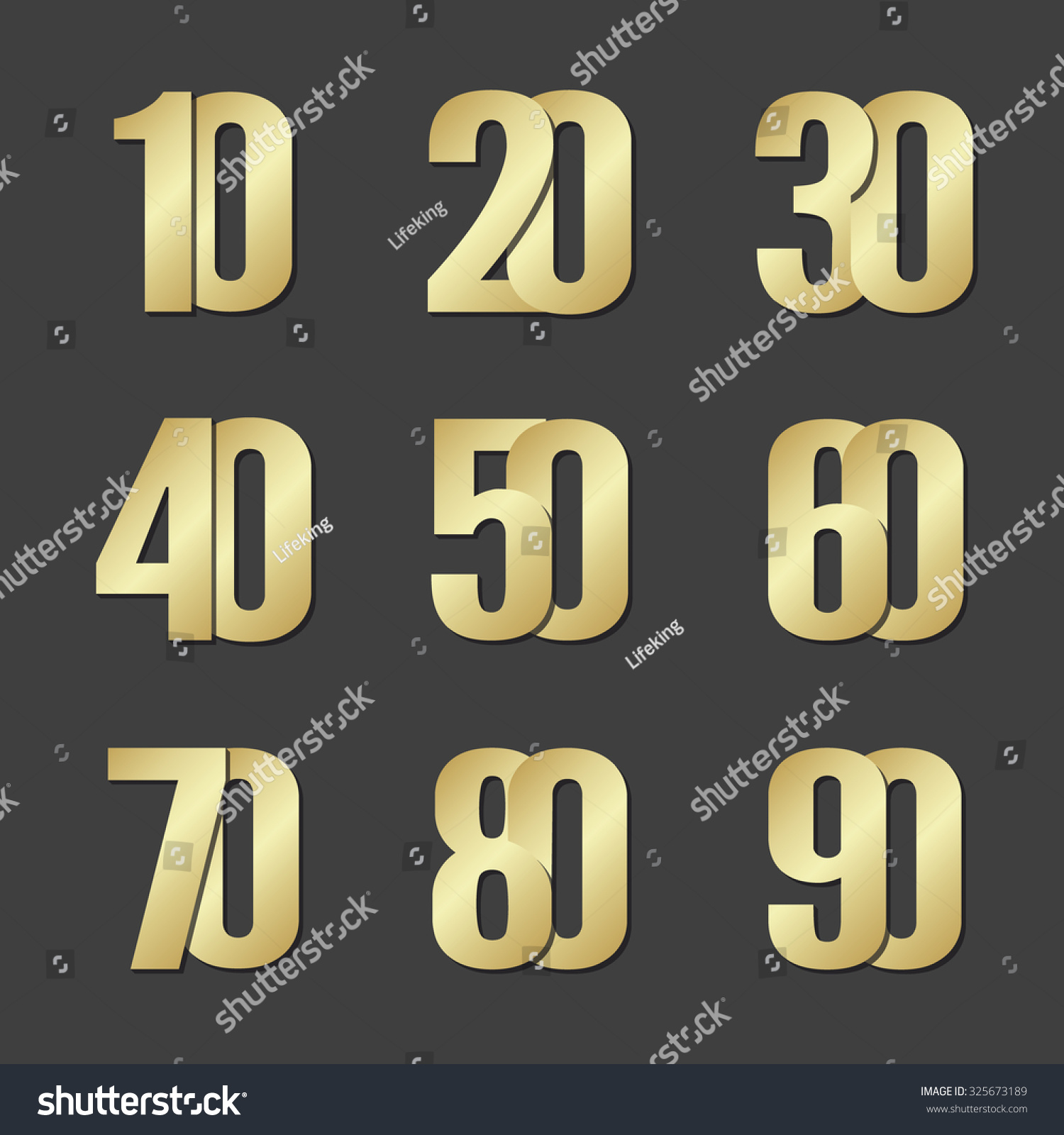 Vector Gold Font Numbers Stock Vector (Royalty Free) 325673189