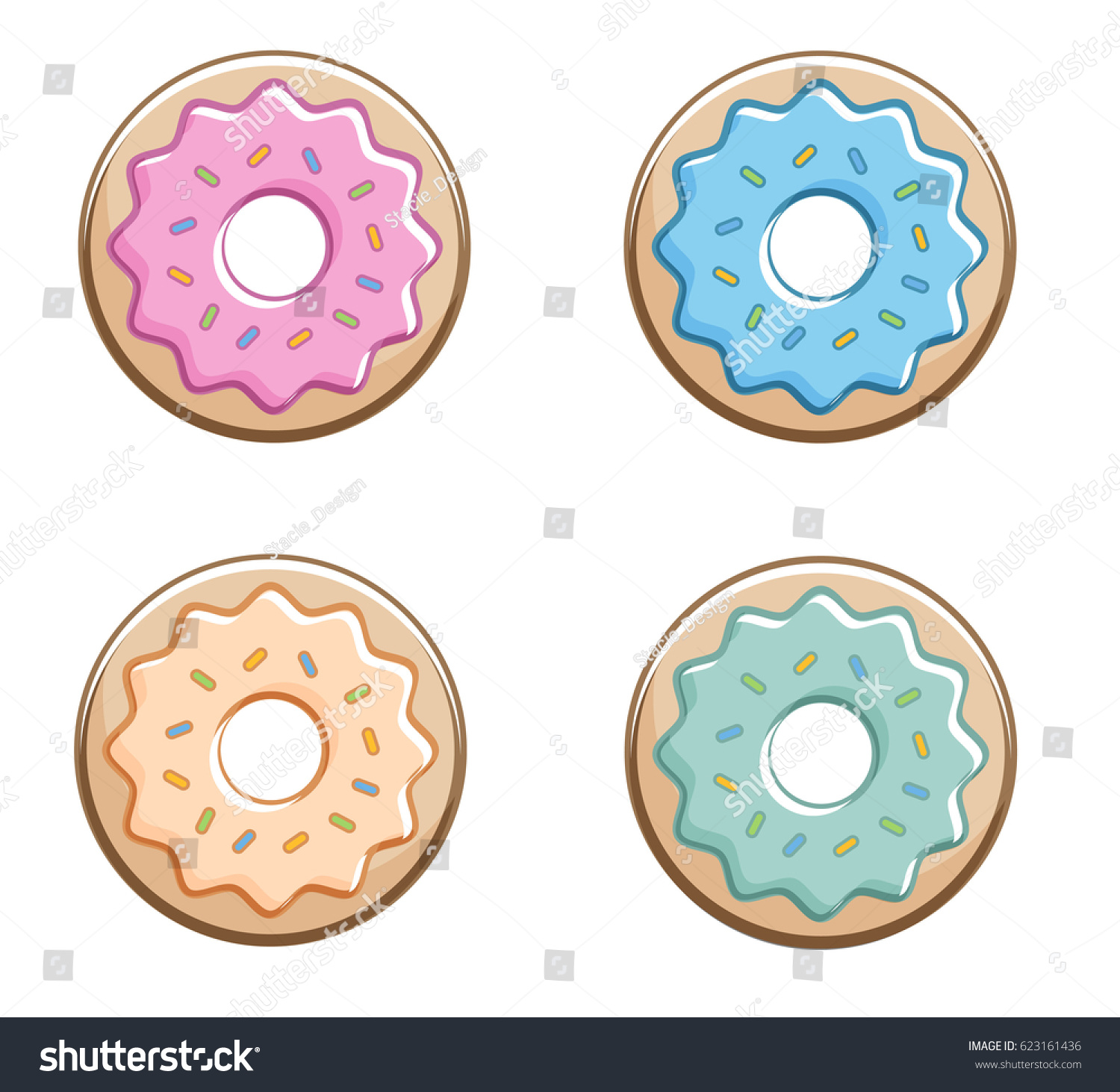 4 Vector Iced Donuts Illustration Stock Vector (Royalty Free) 623161436 ...
