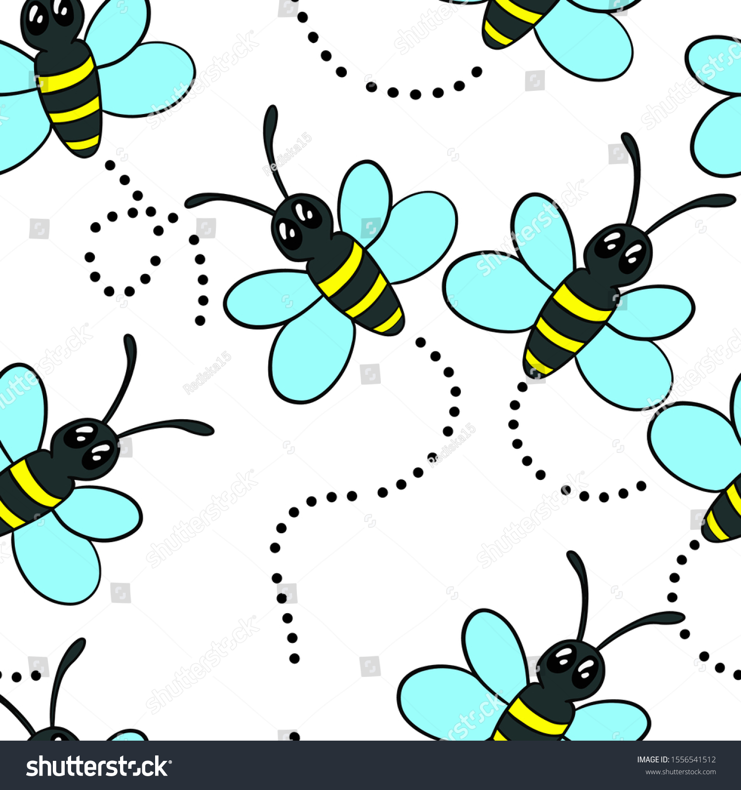Vector Illustration Bee Flying Pattern Stock Vector (Royalty Free ...