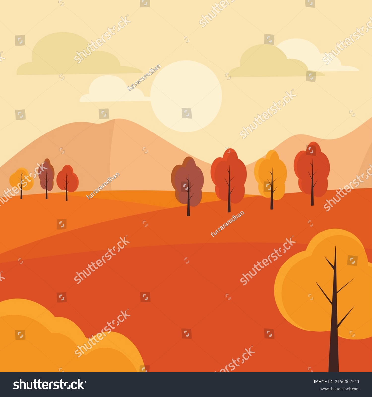 Vector Illustration Scenery Art Flat Stock Vector (Royalty Free ...