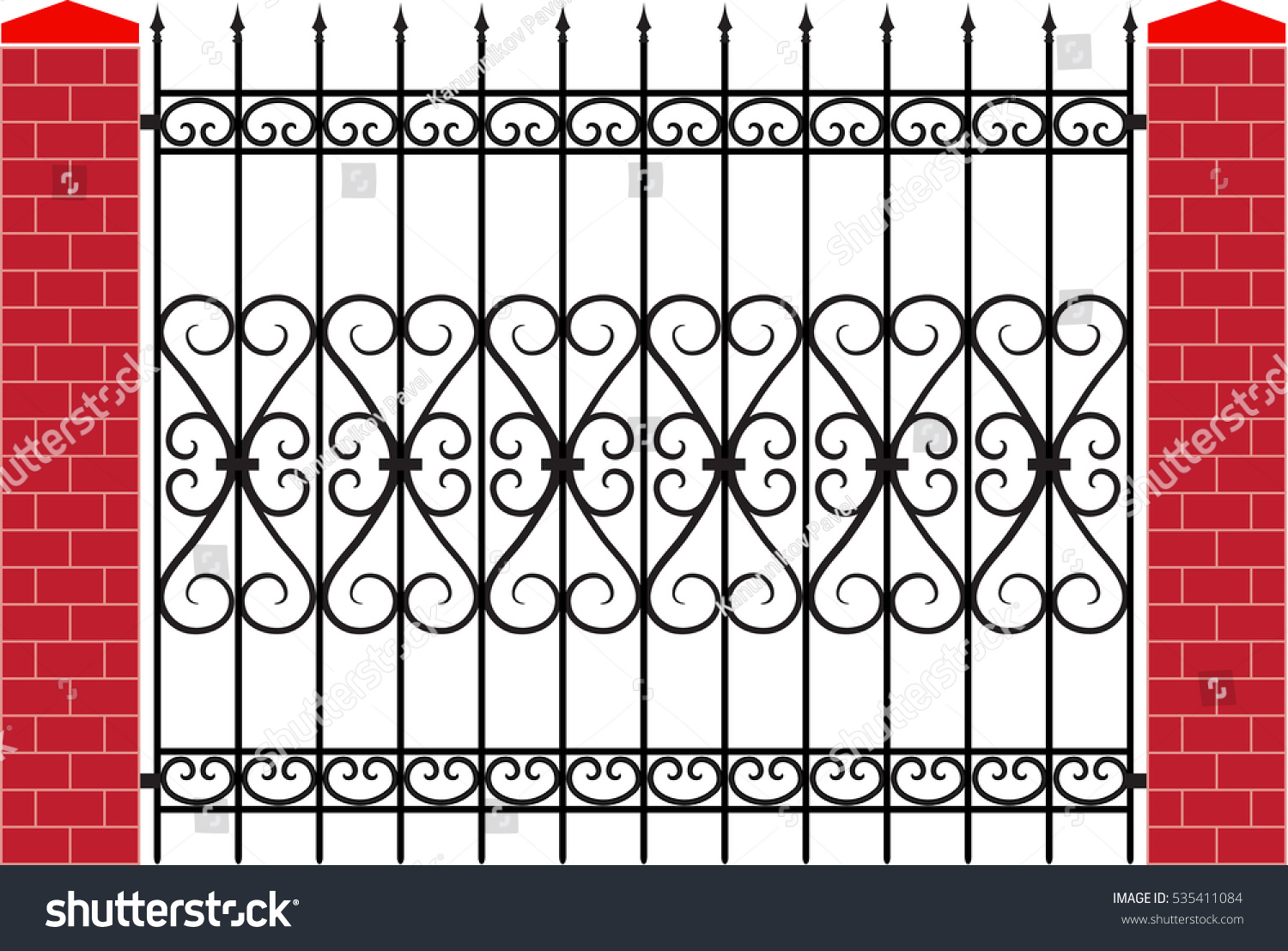 Vector Iron Fence Stock Vector (Royalty Free) 535411084 | Shutterstock