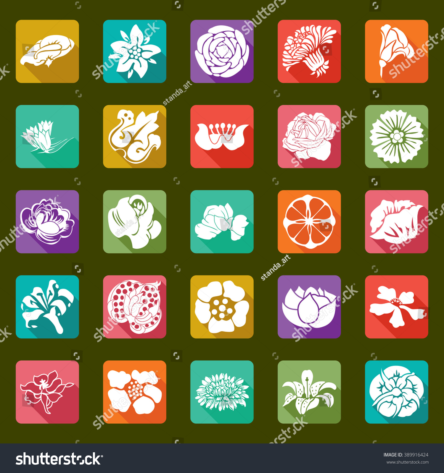 25 Vector Modern Flowers Icons Sets: vector de stock (libre de regalías ...
