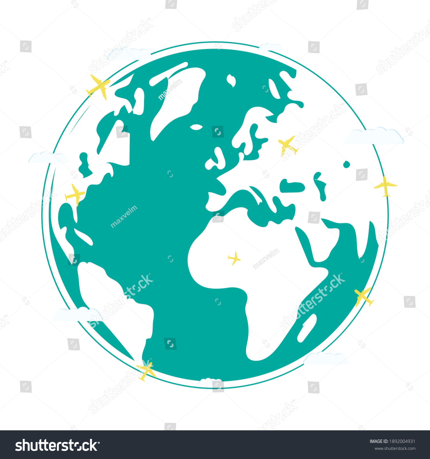 Vector Planet Earth Flying Planes Flat Stock Vector (Royalty Free ...