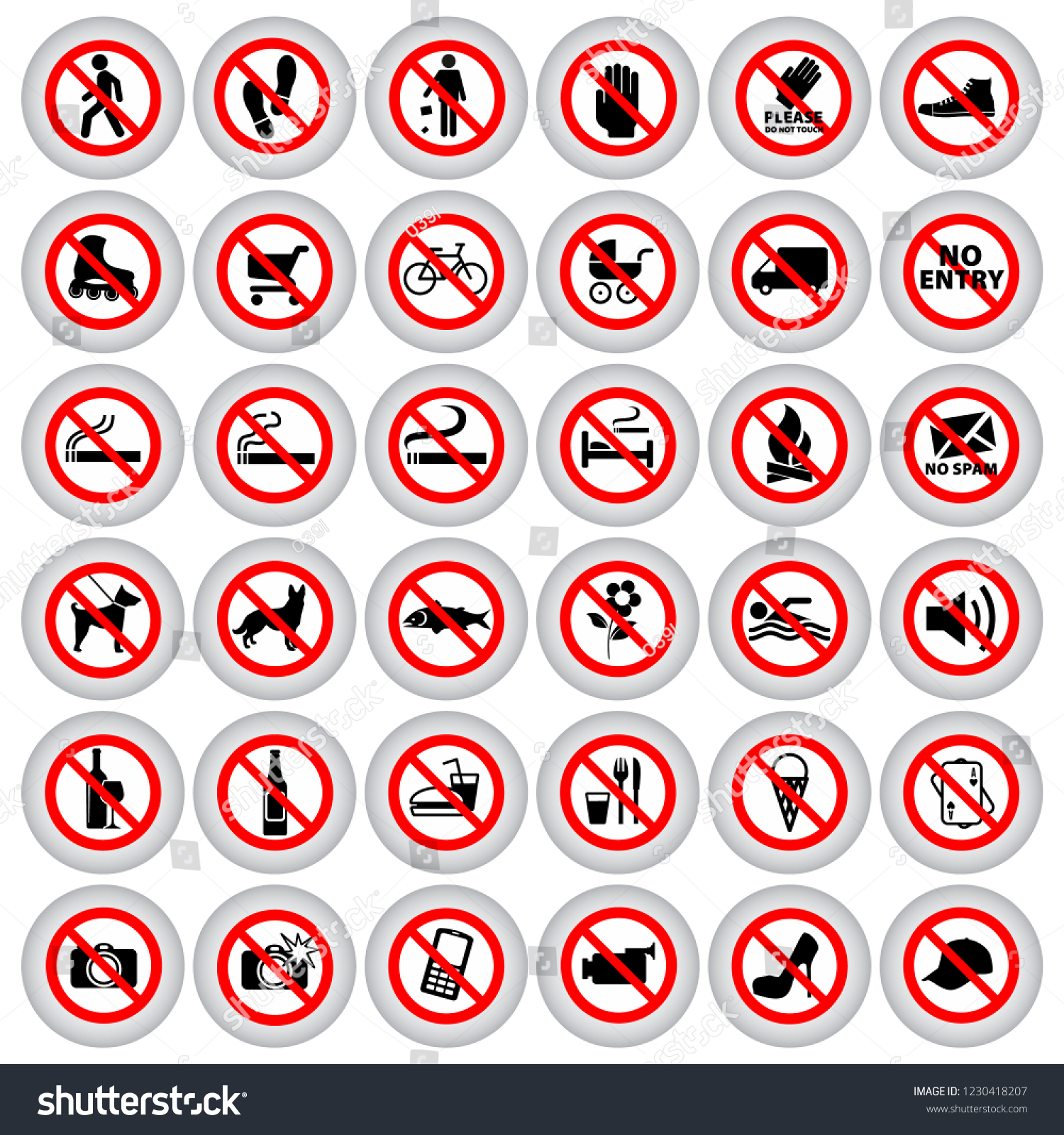 36 Vector Prohibition Signs Stock Vector (Royalty Free) 1230418207