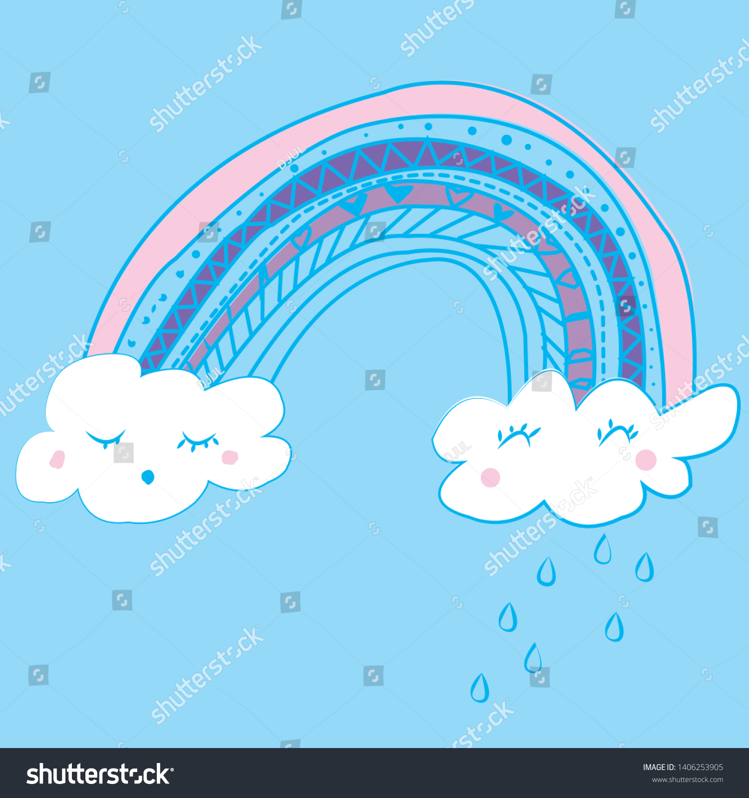 Vector Rainbow Rain Cloud Illustration Stock Vector (Royalty Free ...