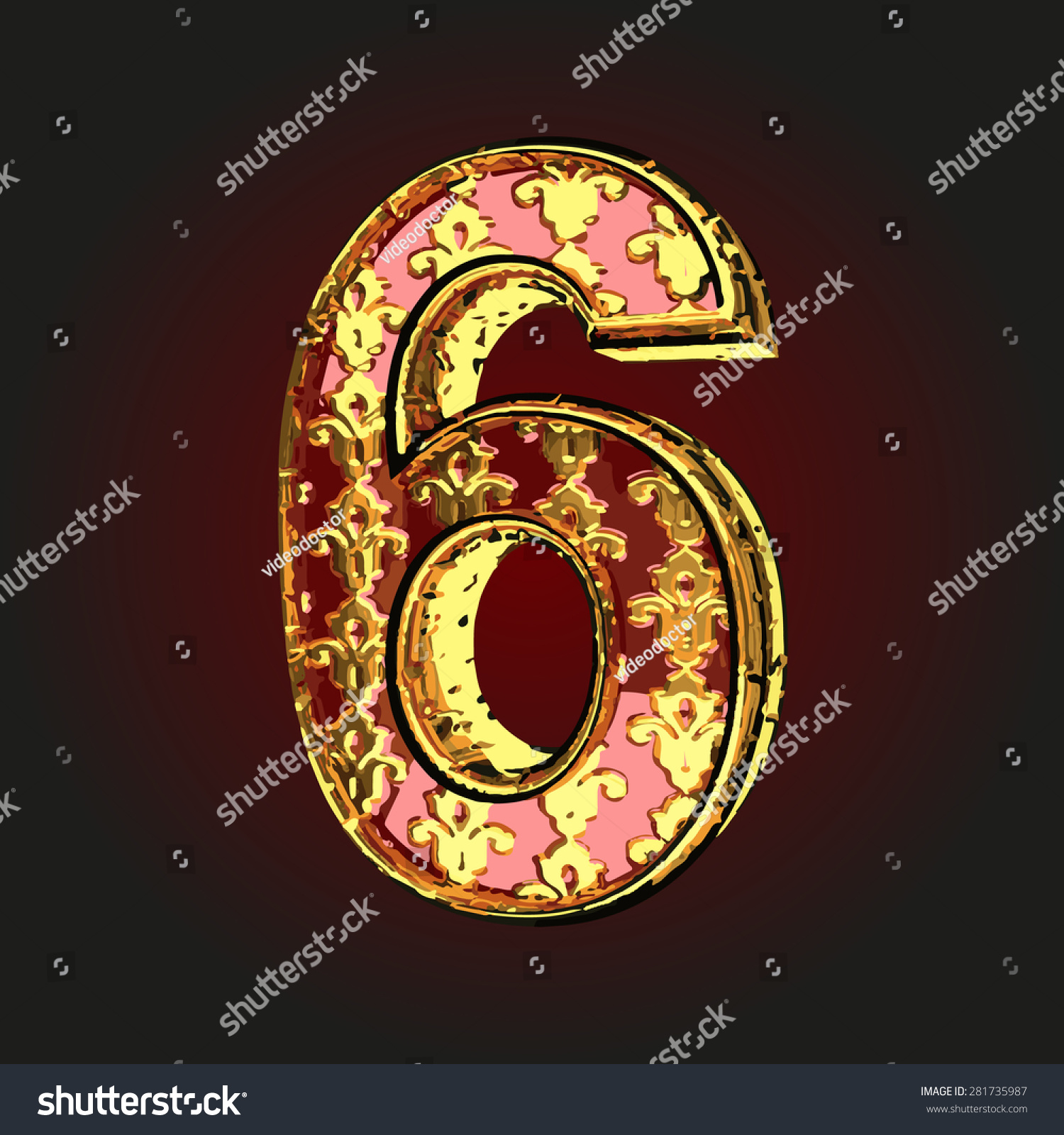 6 Vector Red Letter Gold Stock Vector (Royalty Free) 281735987 ...