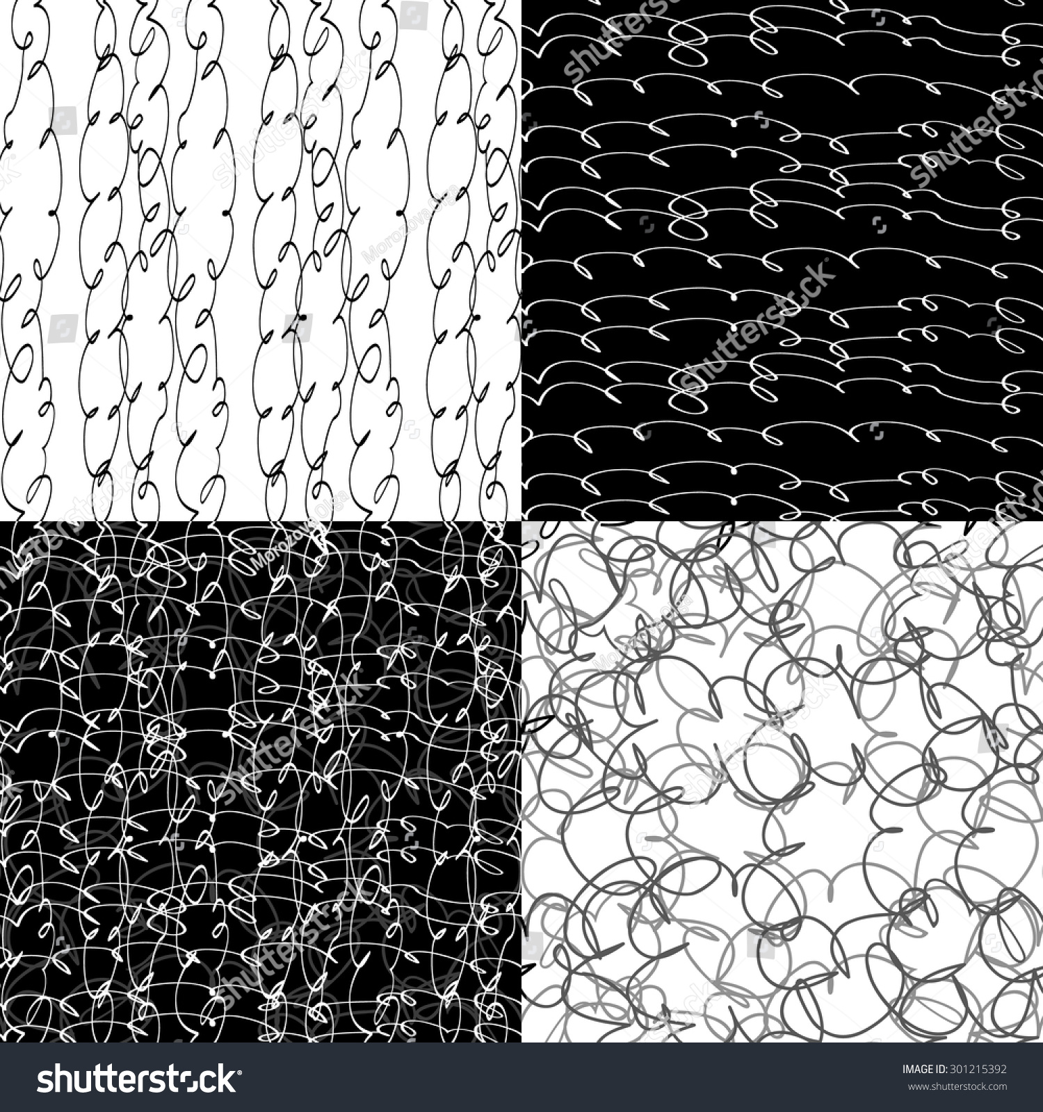 4 Vector Seamless Ink Hand Drawn Stock Vector (Royalty Free) 301215392 ...