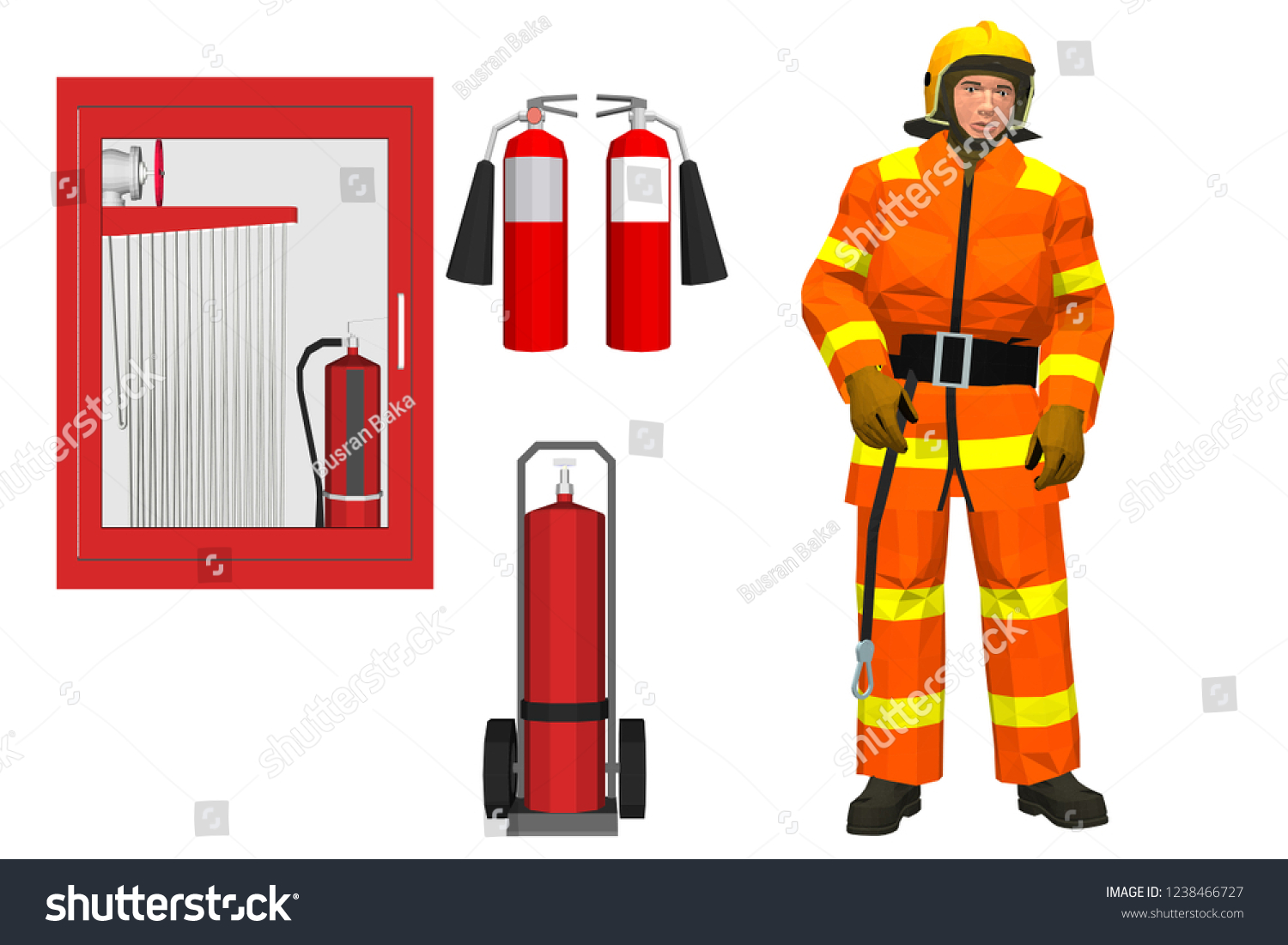 Vector Set Fire Brigade Fireman Stock Vector (Royalty Free) 1238466727 ...